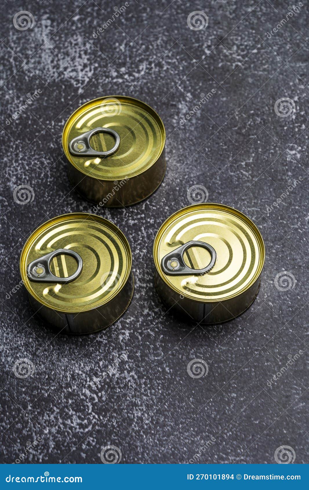 Trio of Small Metal Circular Canning Tins with Easy Open Pull Tabs on ...