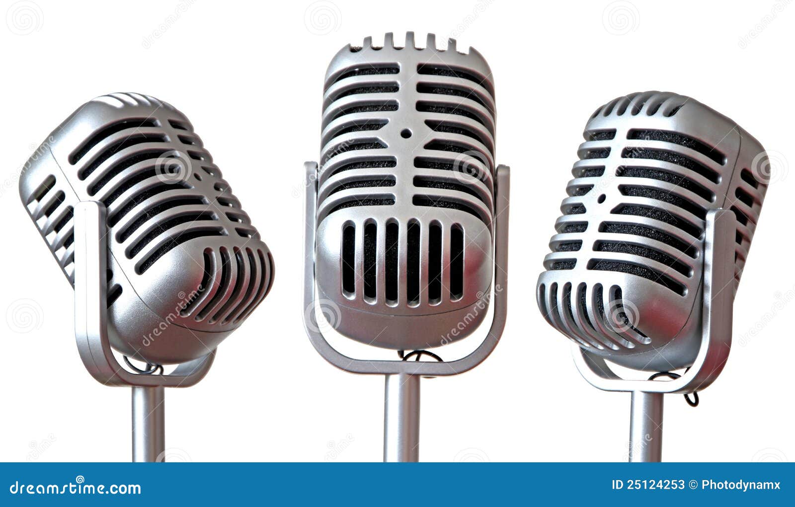 Trio Van Uitstekende Microfoons Stock Afbeelding - Image of berichten ...
