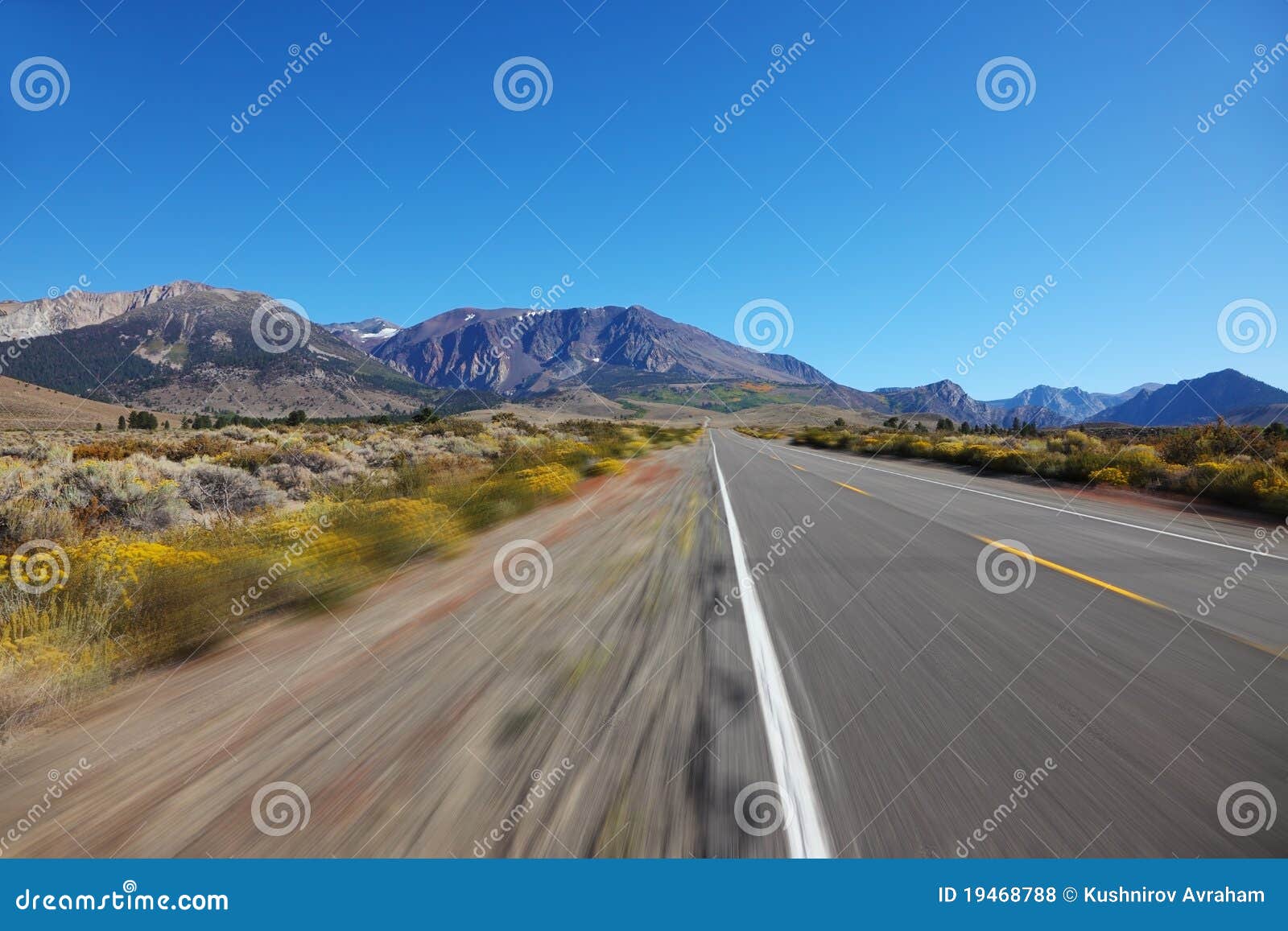 A Trip at High Speed through the Desert Stock Photo - Image of morning ...