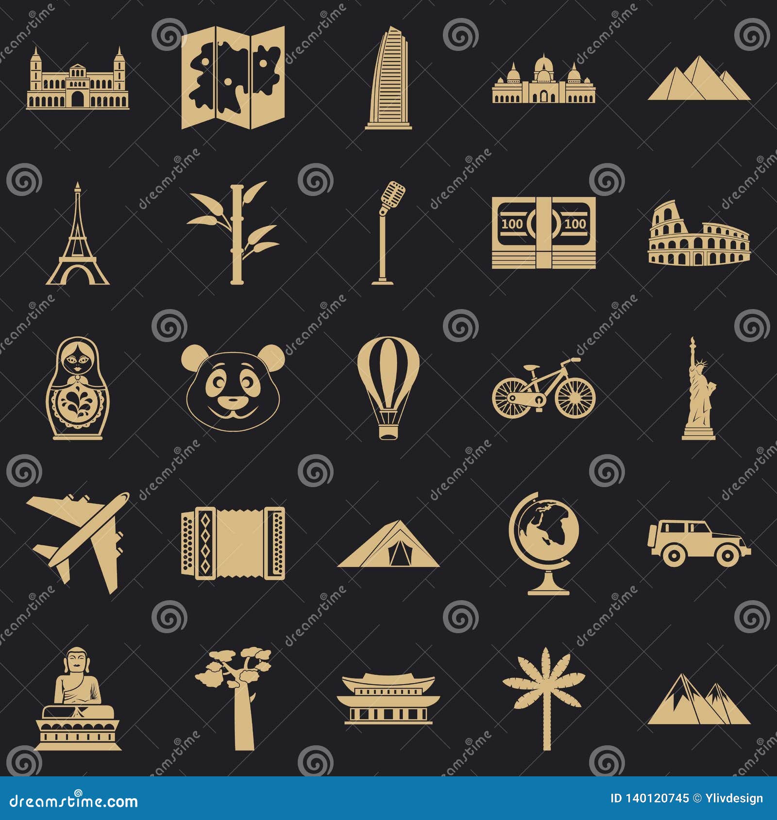 Trip Icons Set, Simple Style Stock Vector - Illustration of print ...