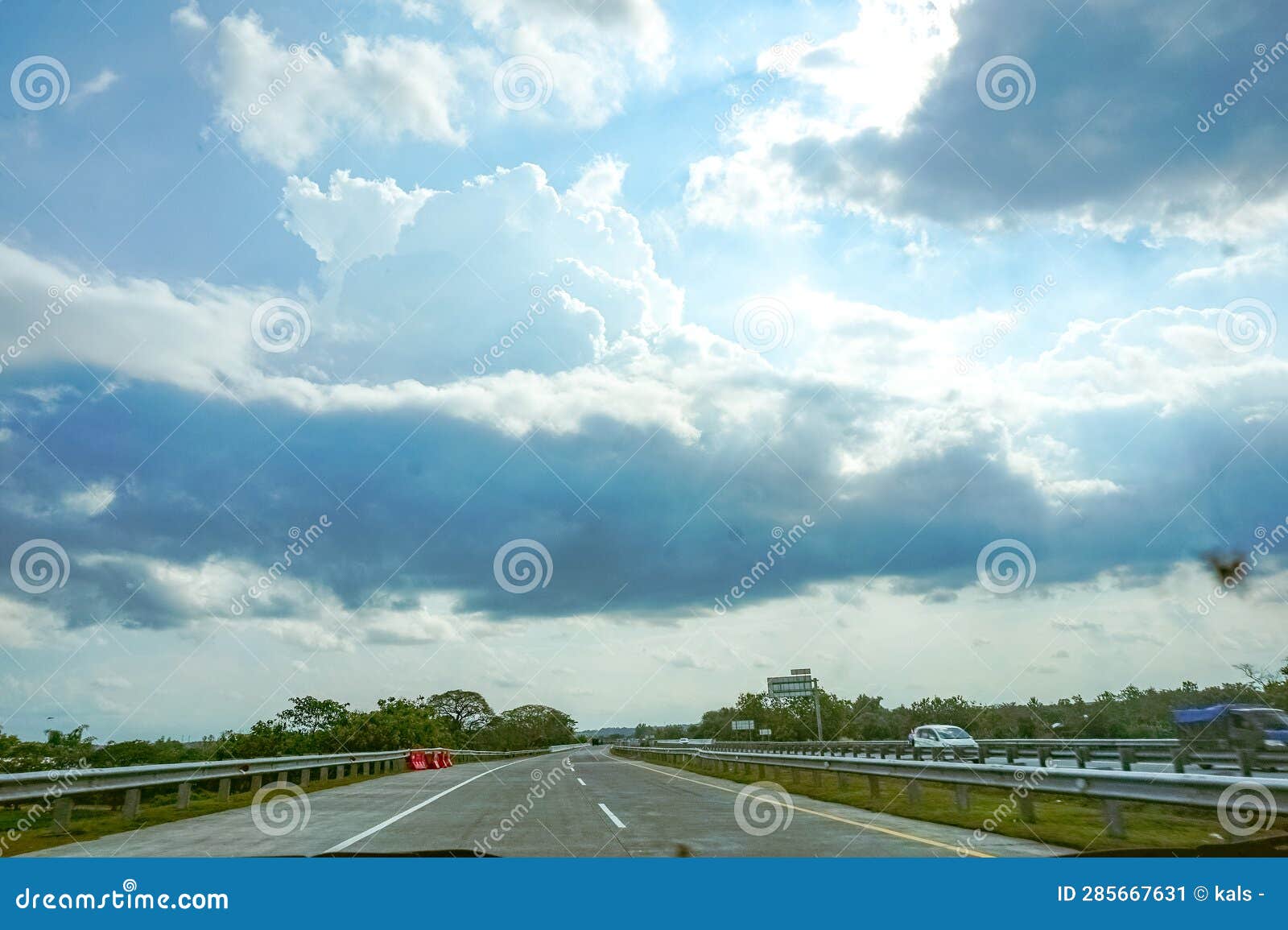 Trip with Nice Cloud View and Blue Sky Stock Image - Image of road ...
