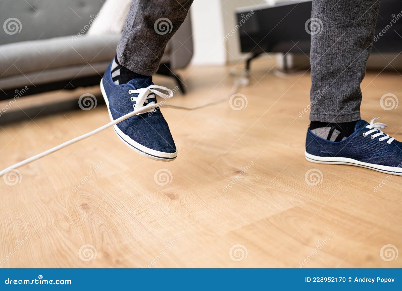 Trip Over Wire Cable stock photo. Image of caucasian - 228952170
