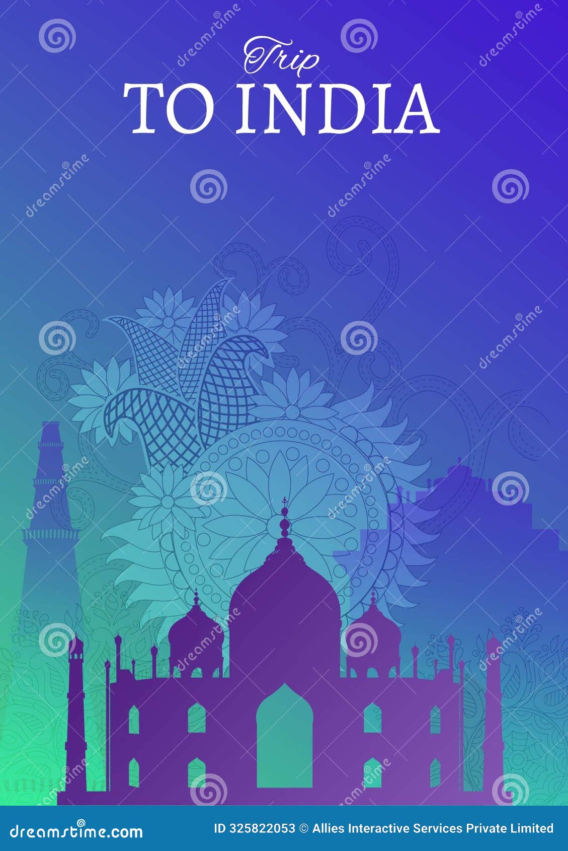 Trip To India Brochure Template with Famous Monuments on Paisley ...