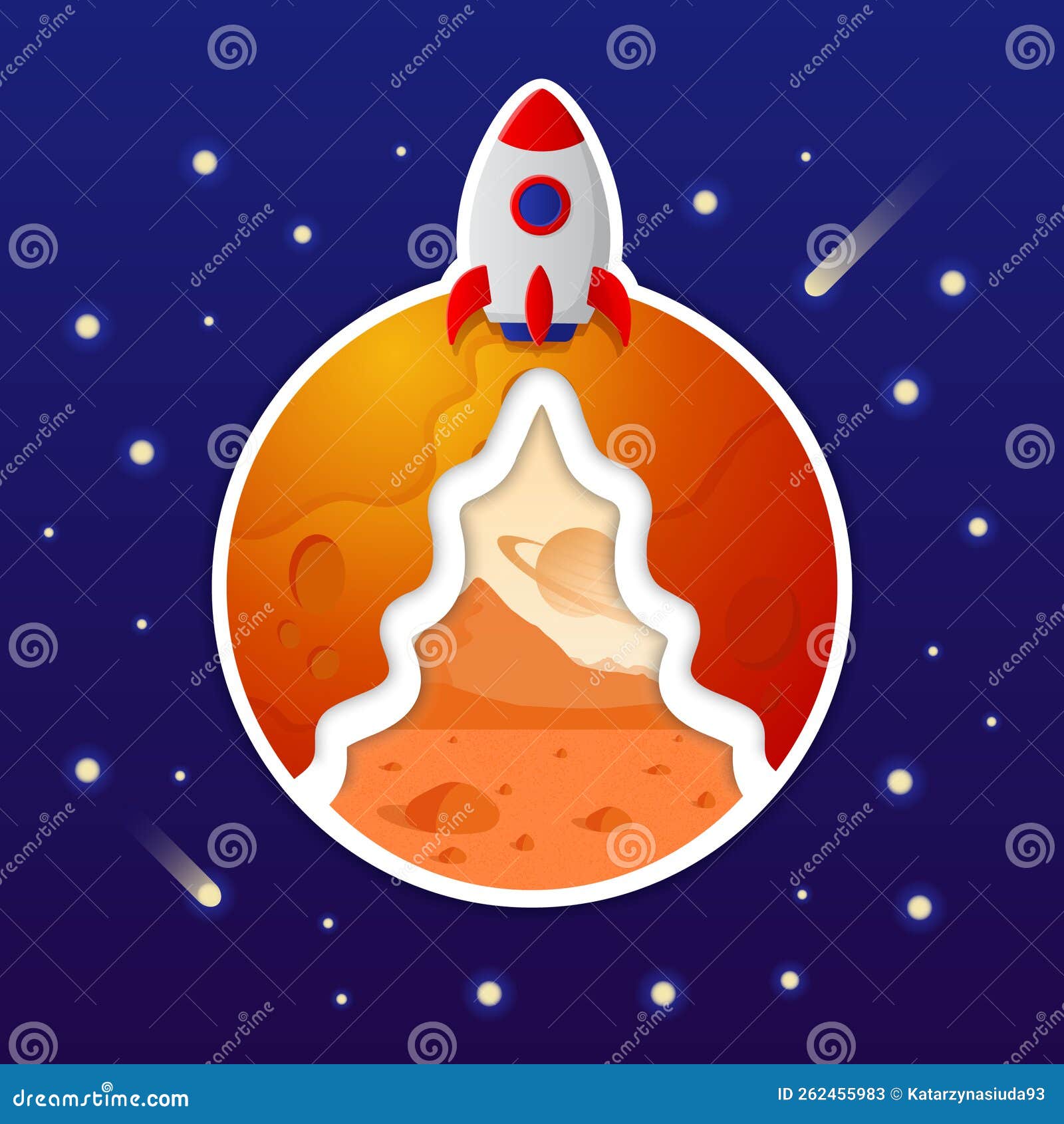 Trip To Mars. Mars Landscape. Vector Design. Stock Vector ...