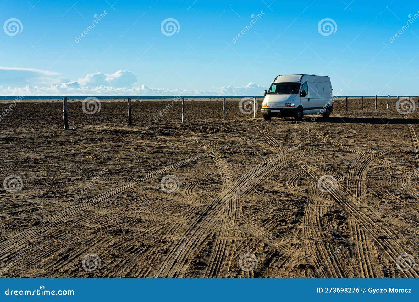 Camper van in the desert stock photo. Image of holiday - 273698276