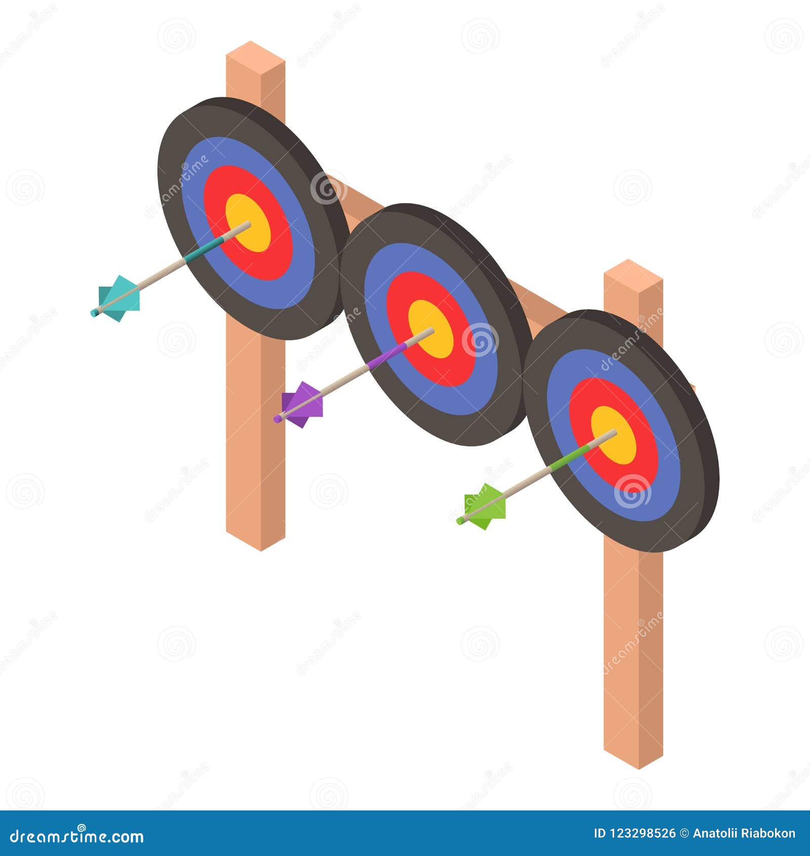 Triple Archery Target Icon, Isometric Style Stock Illustration ...