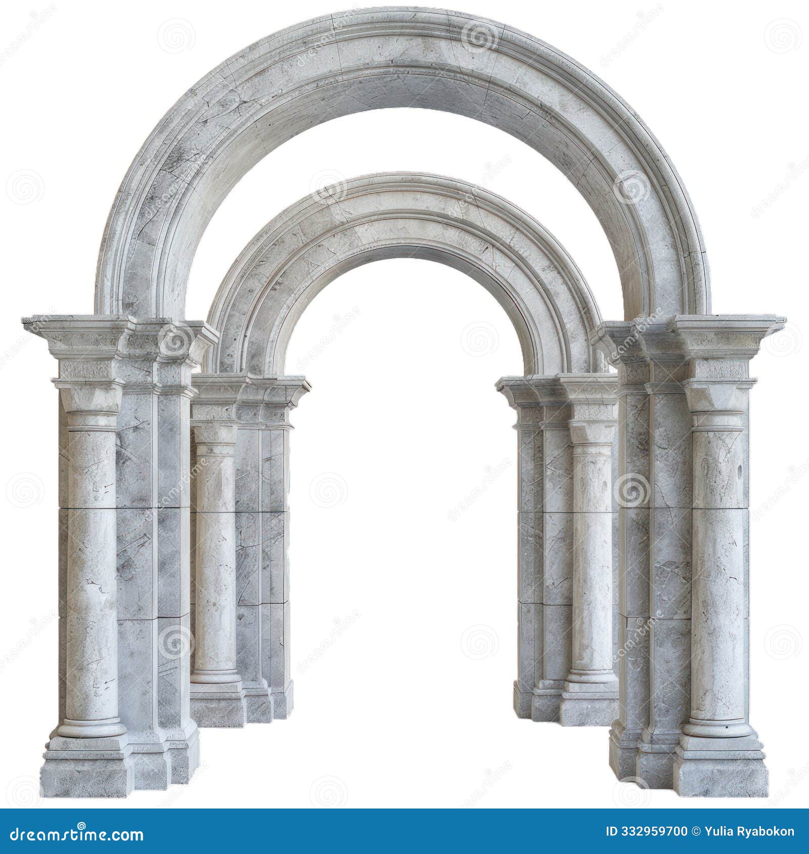 Triple Archway Forming a Passageway with Marble Columns Stock Photo ...