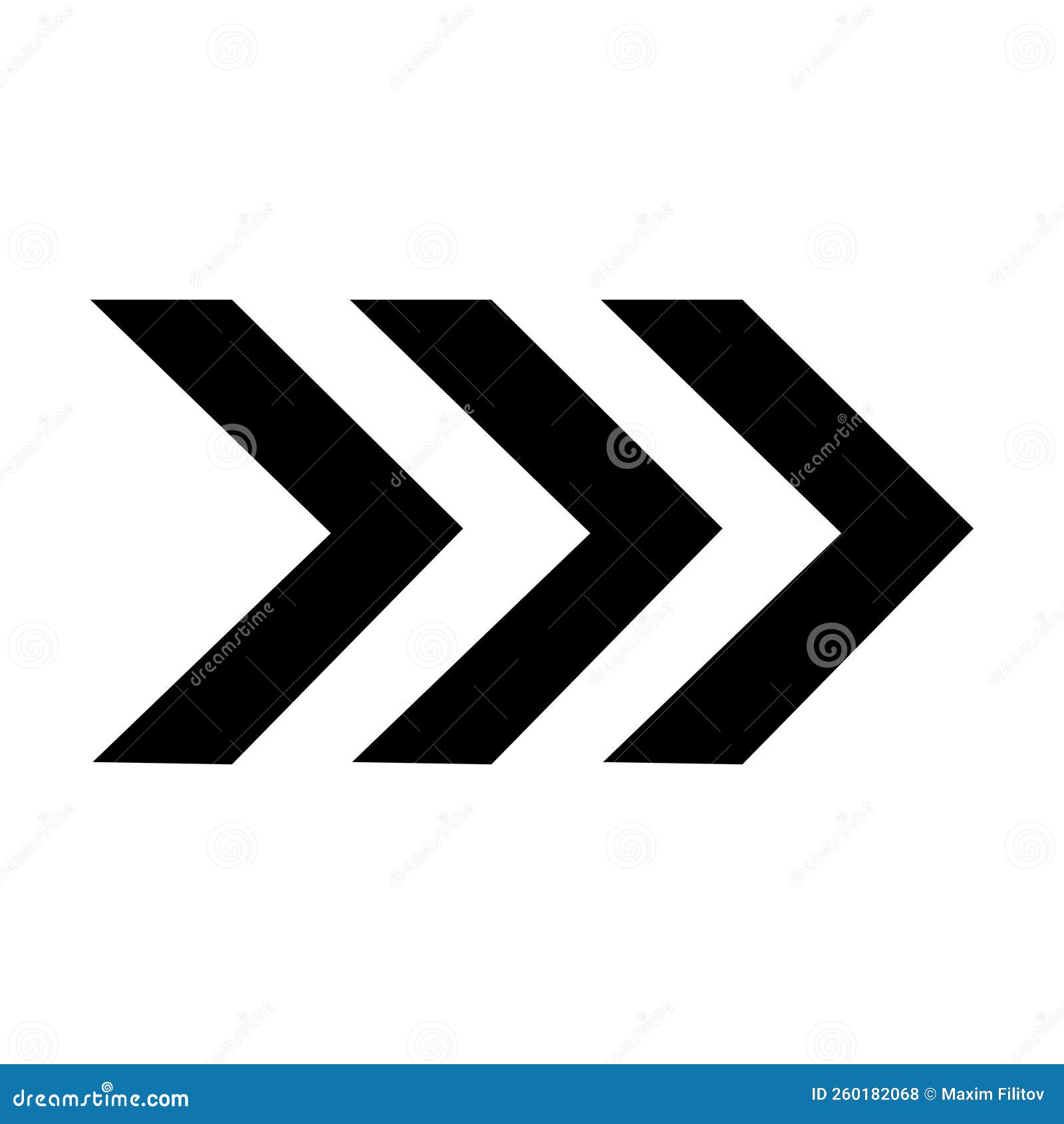 Triple Arrow. Three Sharp Arrows. Triple Direction Pointer. Black Arrow ...