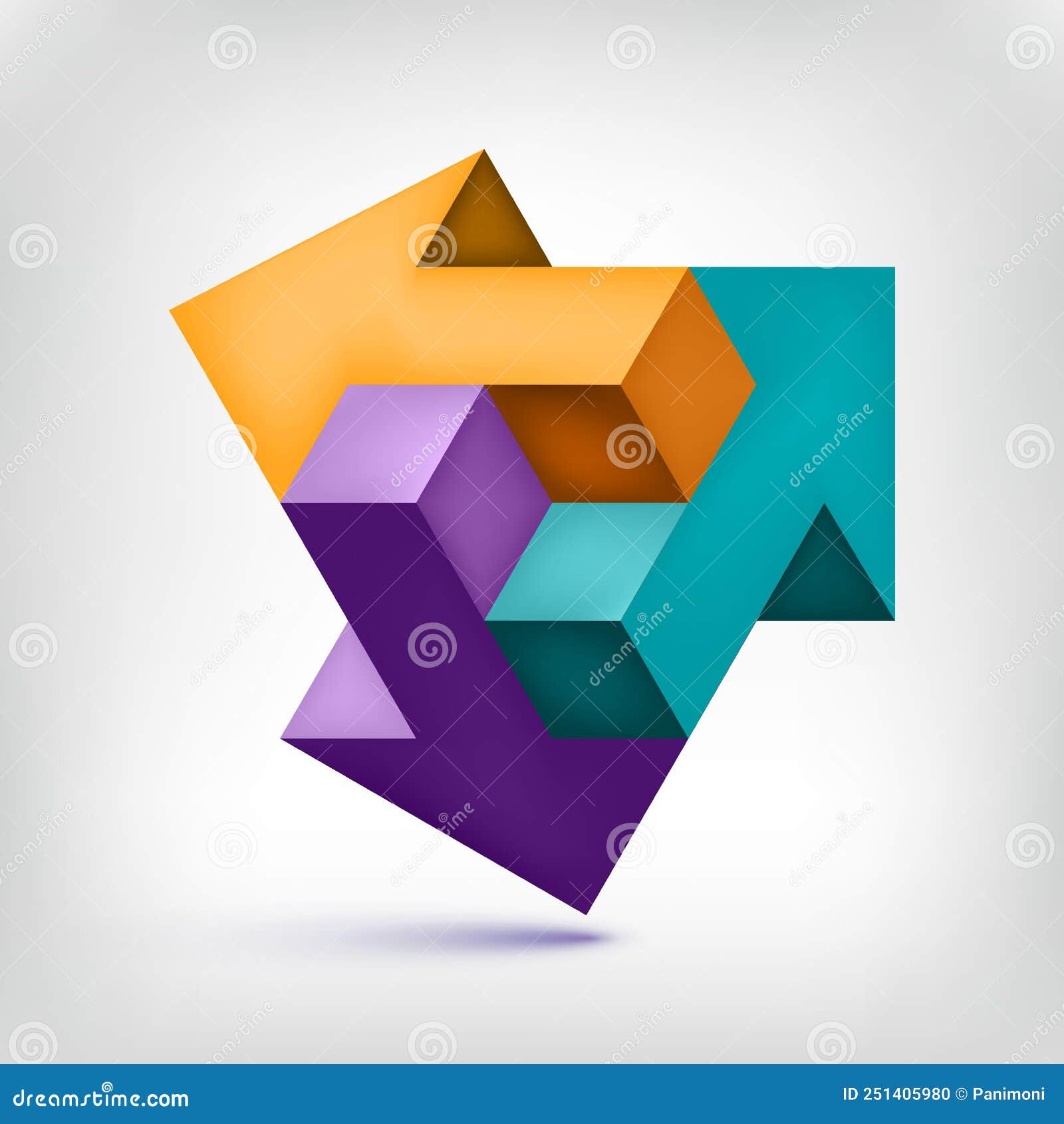 Triple Arrow. Unreal Object. Color Pointer in Three Directions Stock ...