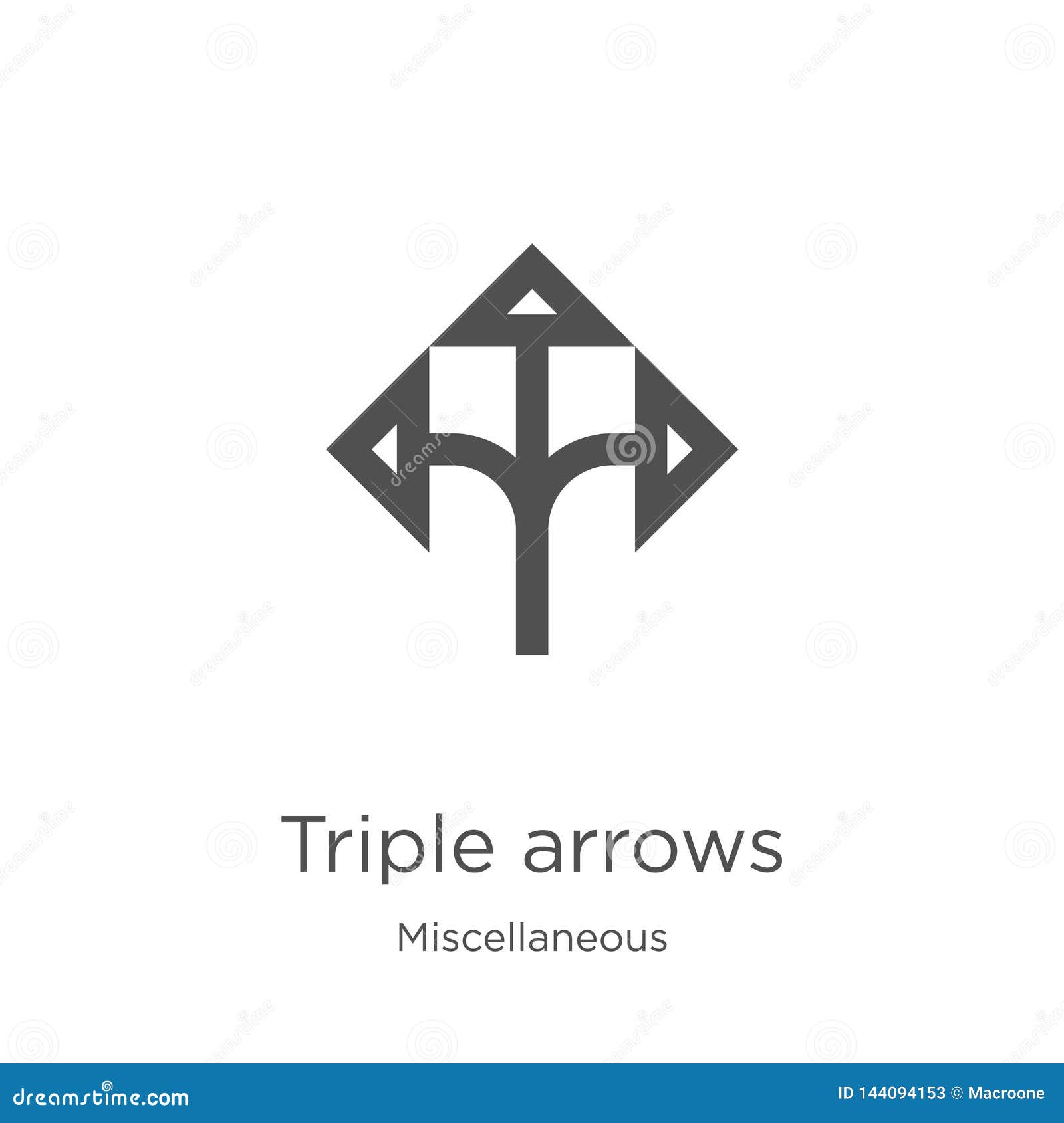Triple Arrows Icon Vector from Miscellaneous Collection. Thin Line ...