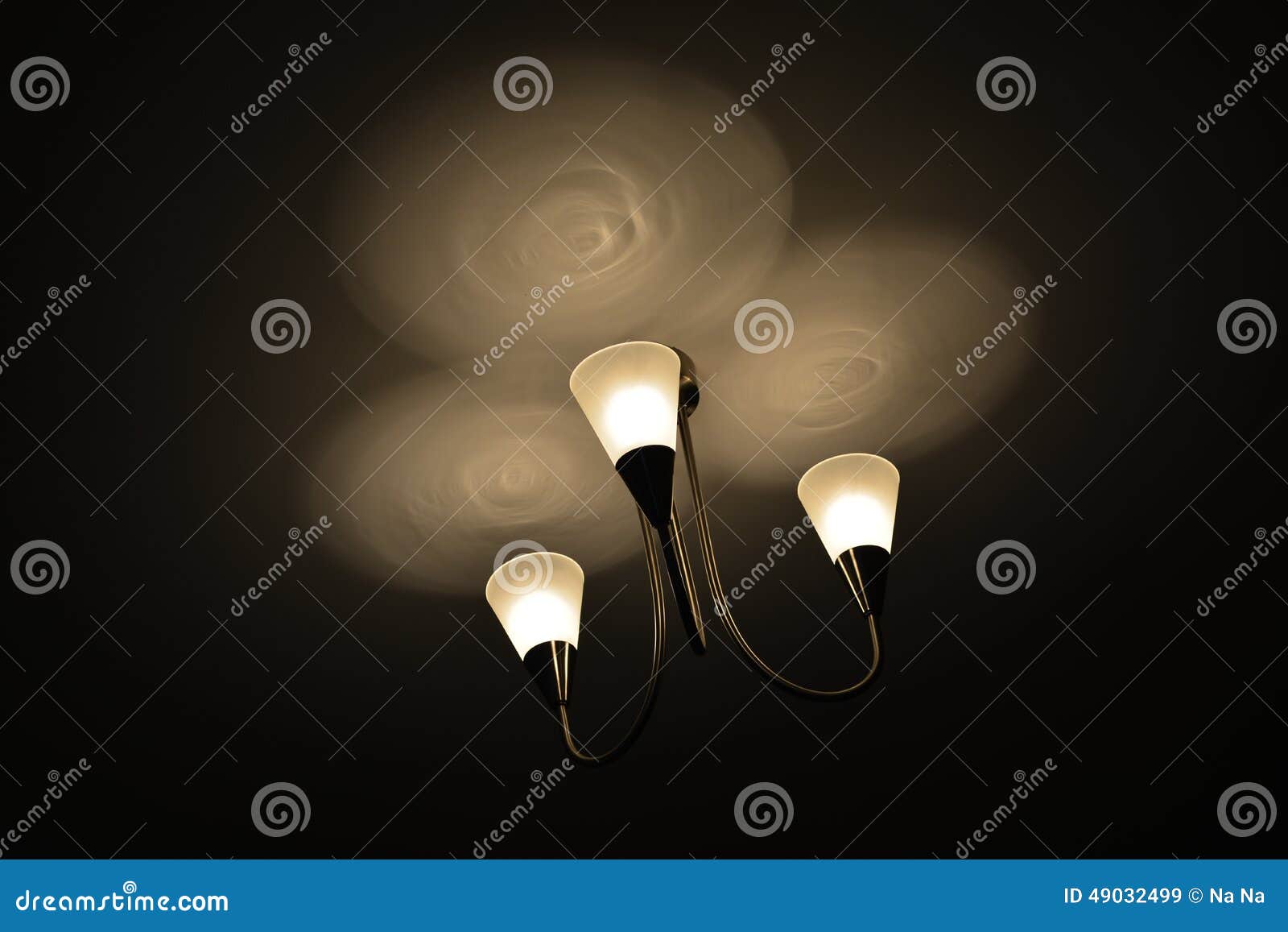 Triple Ceiling Light stock image. Image of bright, metal - 49032499