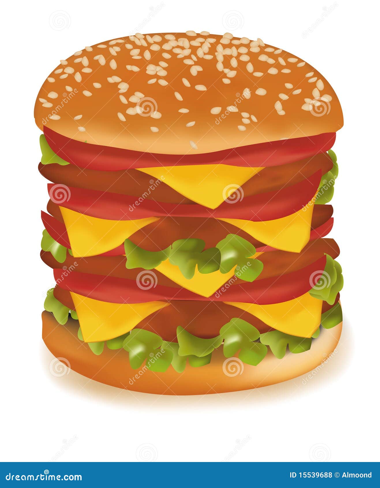 Triple cheeseburger. stock vector. Illustration of fast - 15539688