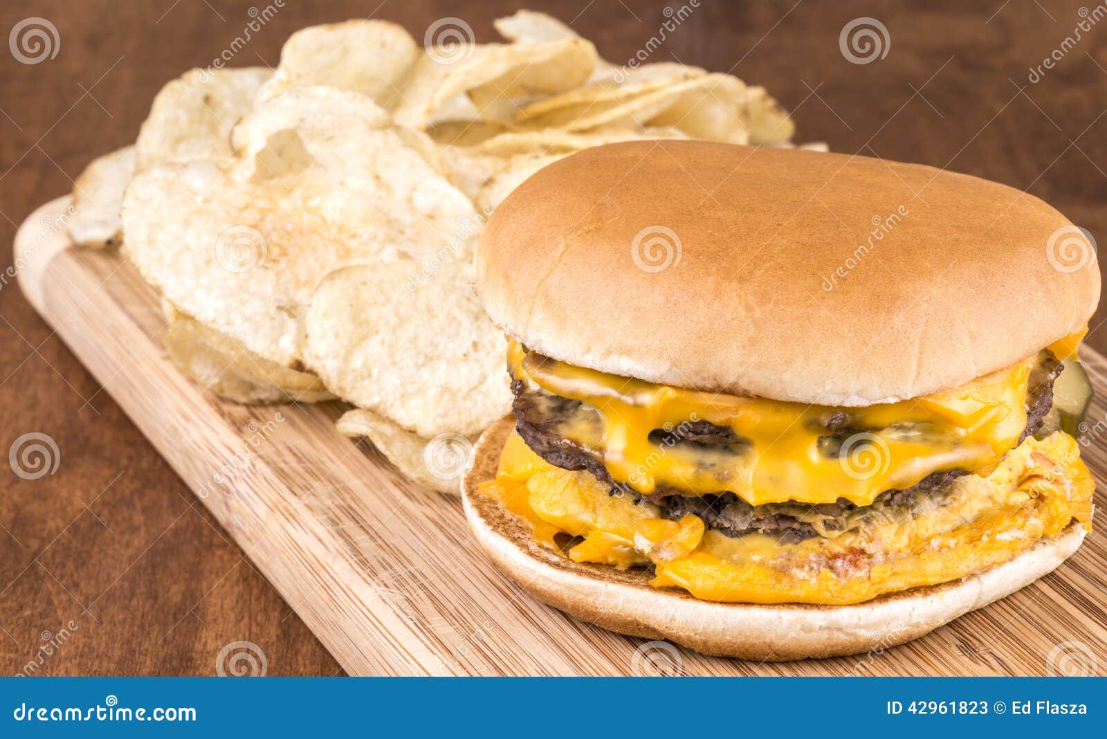 Triple cheeseburger stock image. Image of fast, potato - 42961823