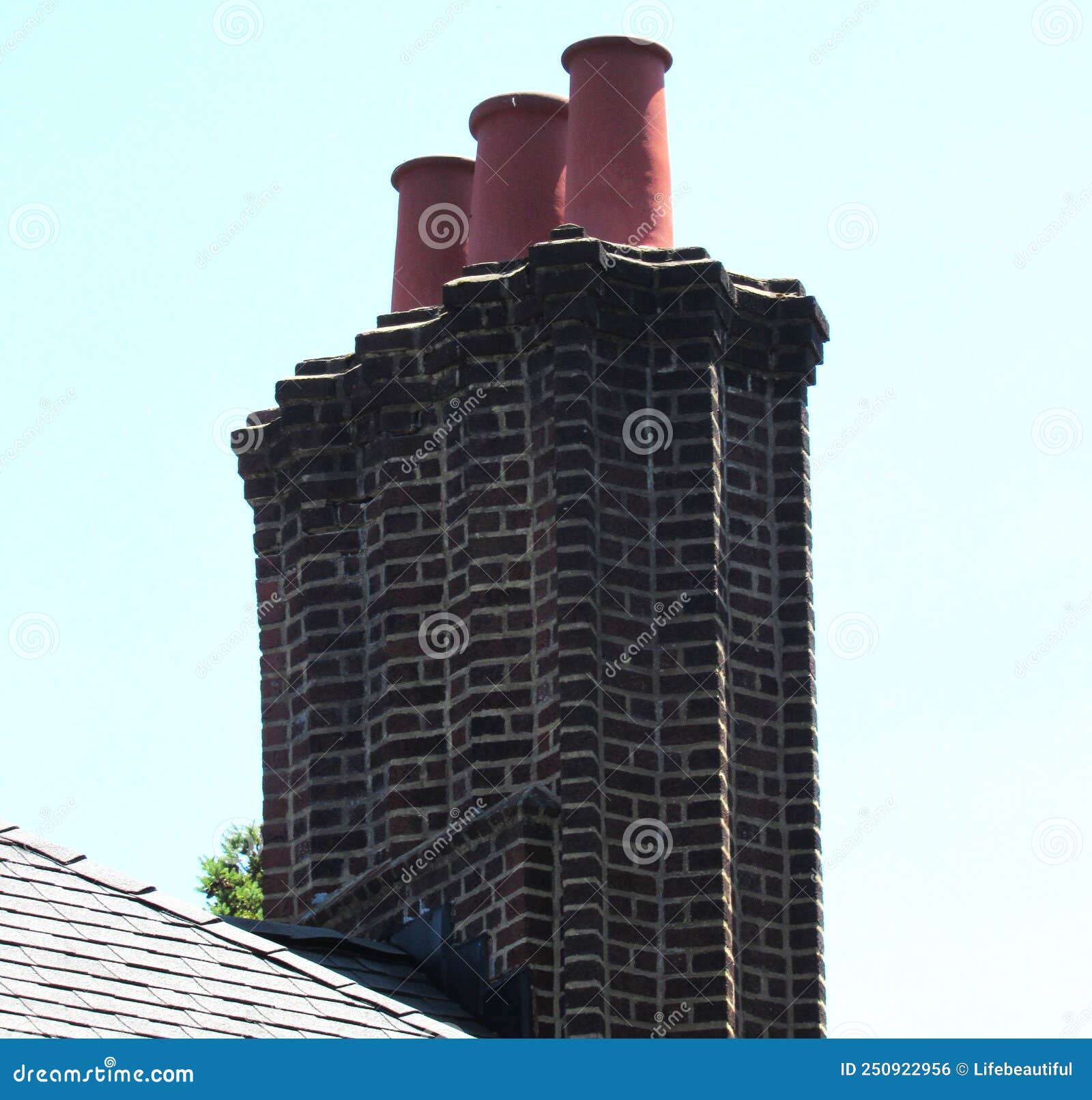 Triple chimney stock photo. Image of city, wall, downtown - 250922956