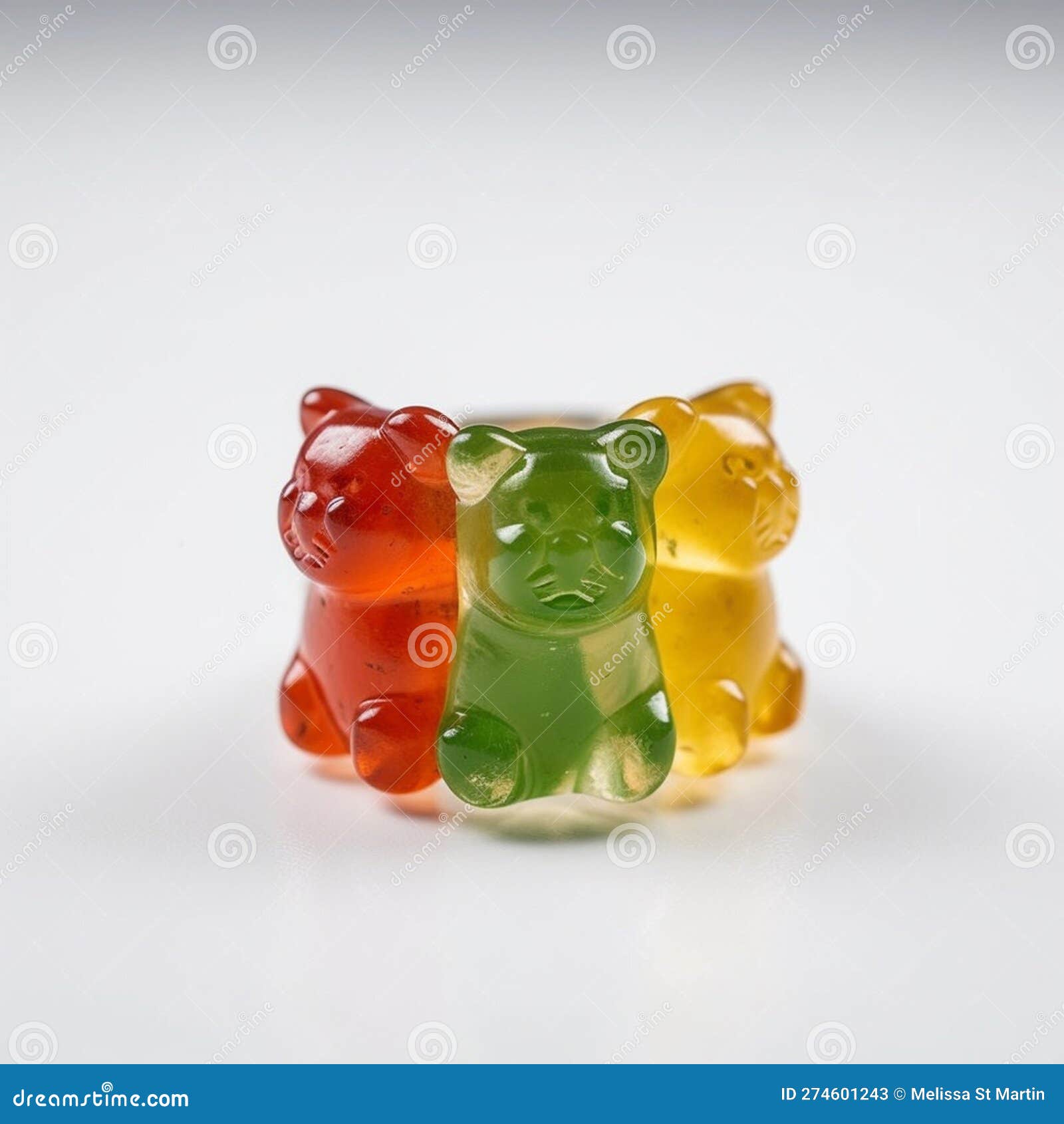 Triple Colored Gummy Bear Photograph on White Background Stock Image ...
