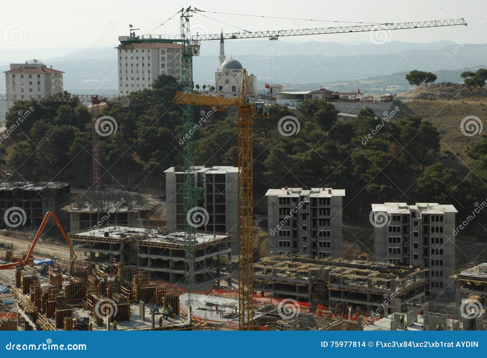 Triple Construction Building Construction, Under a Blue Sky Stock Photo ...