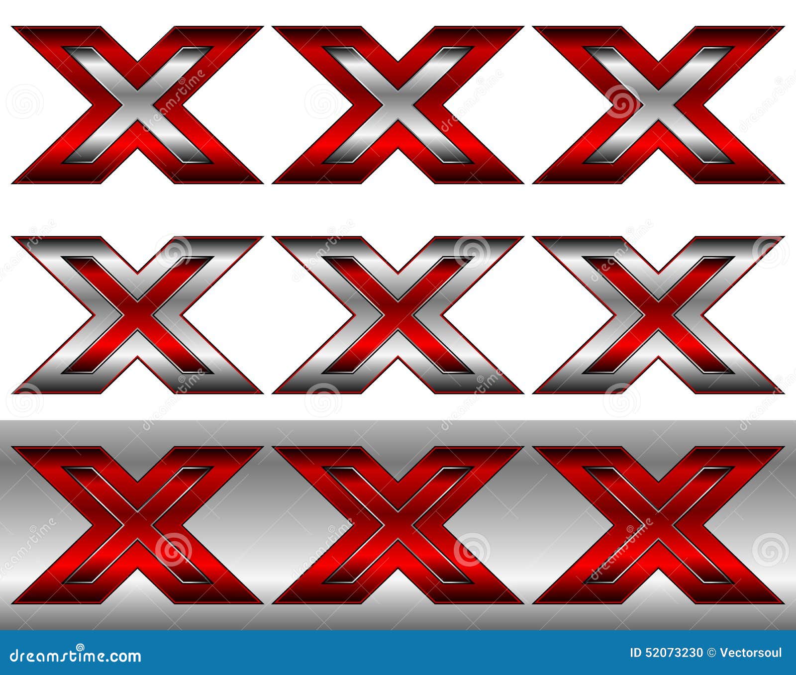 Triple X, Cross Graphics in Metallic and Red Stock Illustration ...
