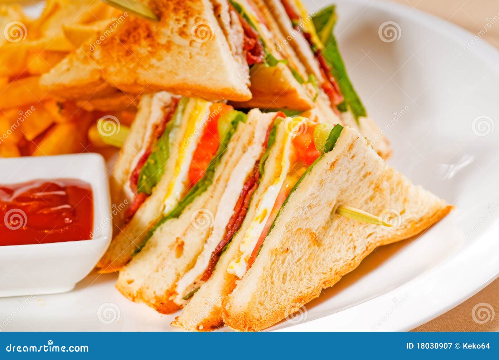Triple Decker Club Sandwich Stock Image - Image of dressing, gourmet ...