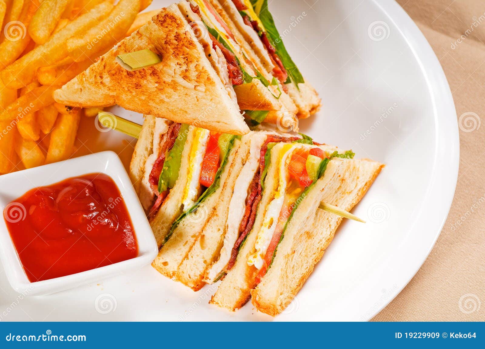 Triple Decker Club Sandwich Stock Image - Image of fried, food: 19229909