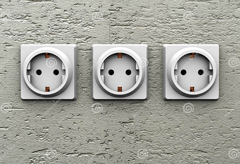 Triple electrical socket stock illustration. Illustration of interior ...