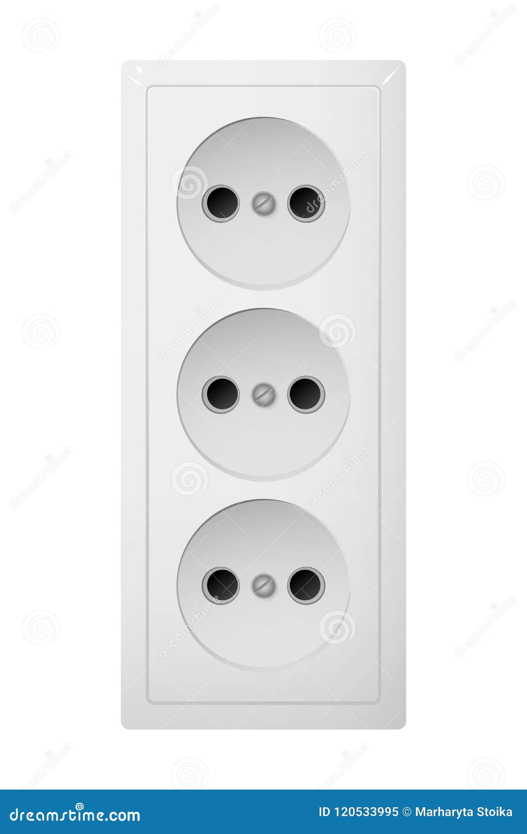 Triple Electrical Socket Type C. Receptacle from Europe. Stock Vector ...