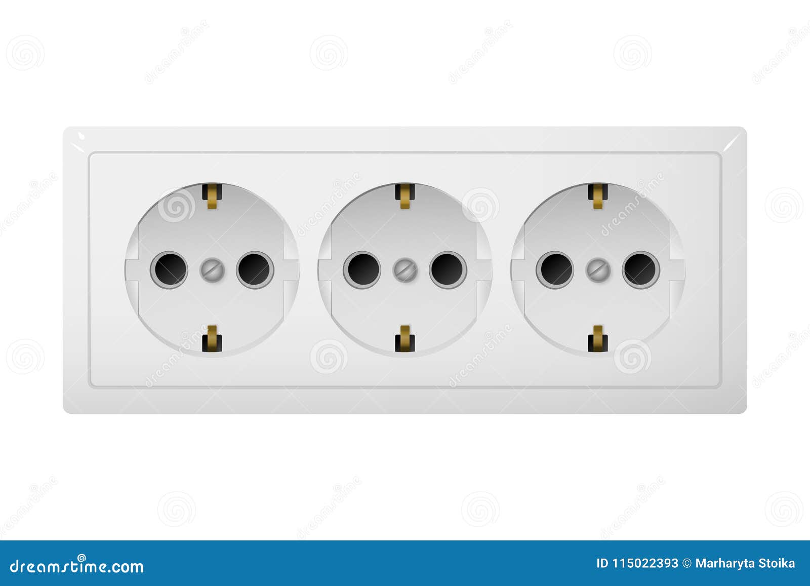 Triple Electrical Socket Type F. Stock Vector - Illustration of ...