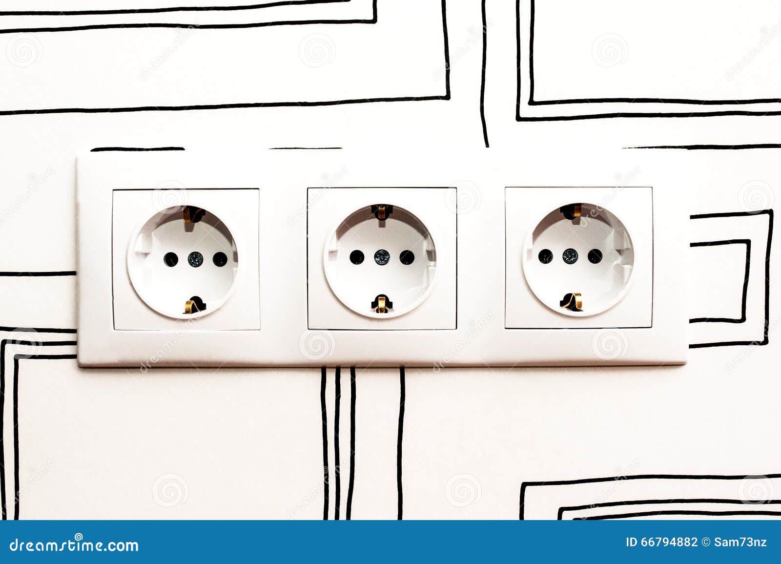 Triple electrical socket stock photo. Image of black - 66794882