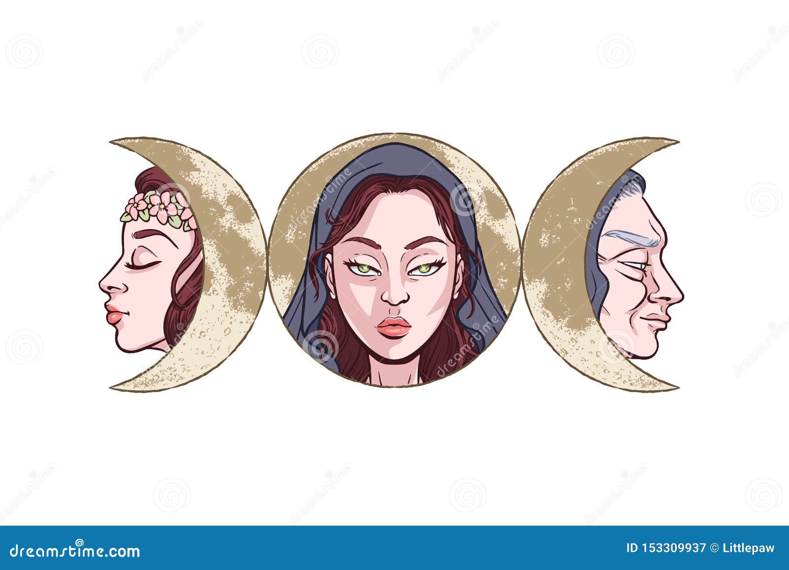 Triple Goddess As Maiden Mother And Crone Beautiful Woman Symbol Of