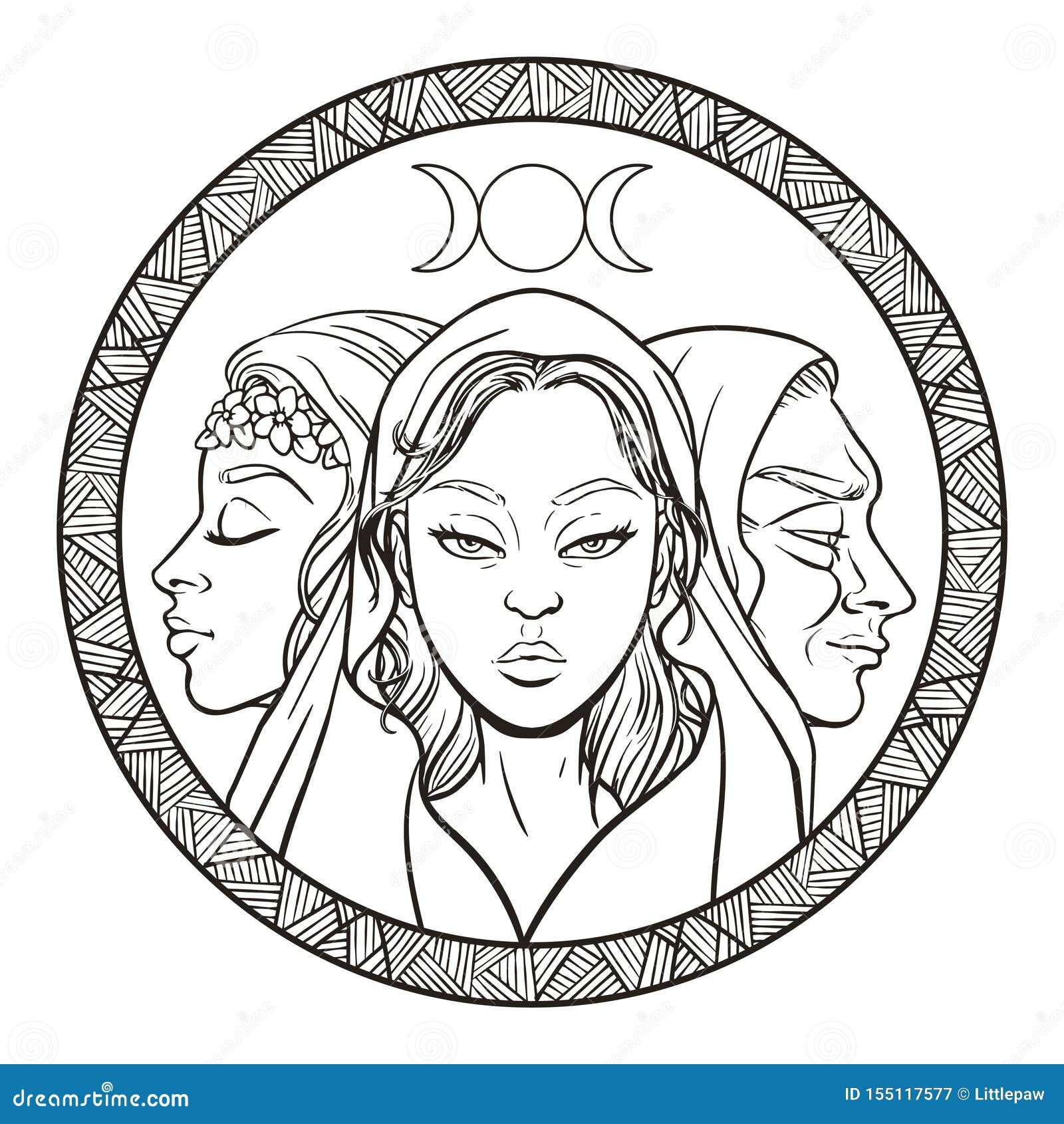 Triple Goddess As Maiden Mother And Crone Beautiful Woman Symbol Of