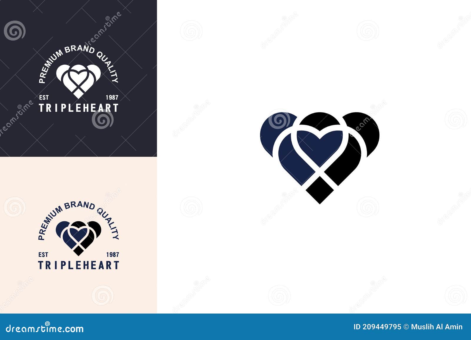 Triple heart logo stock vector. Illustration of linear - 209449795