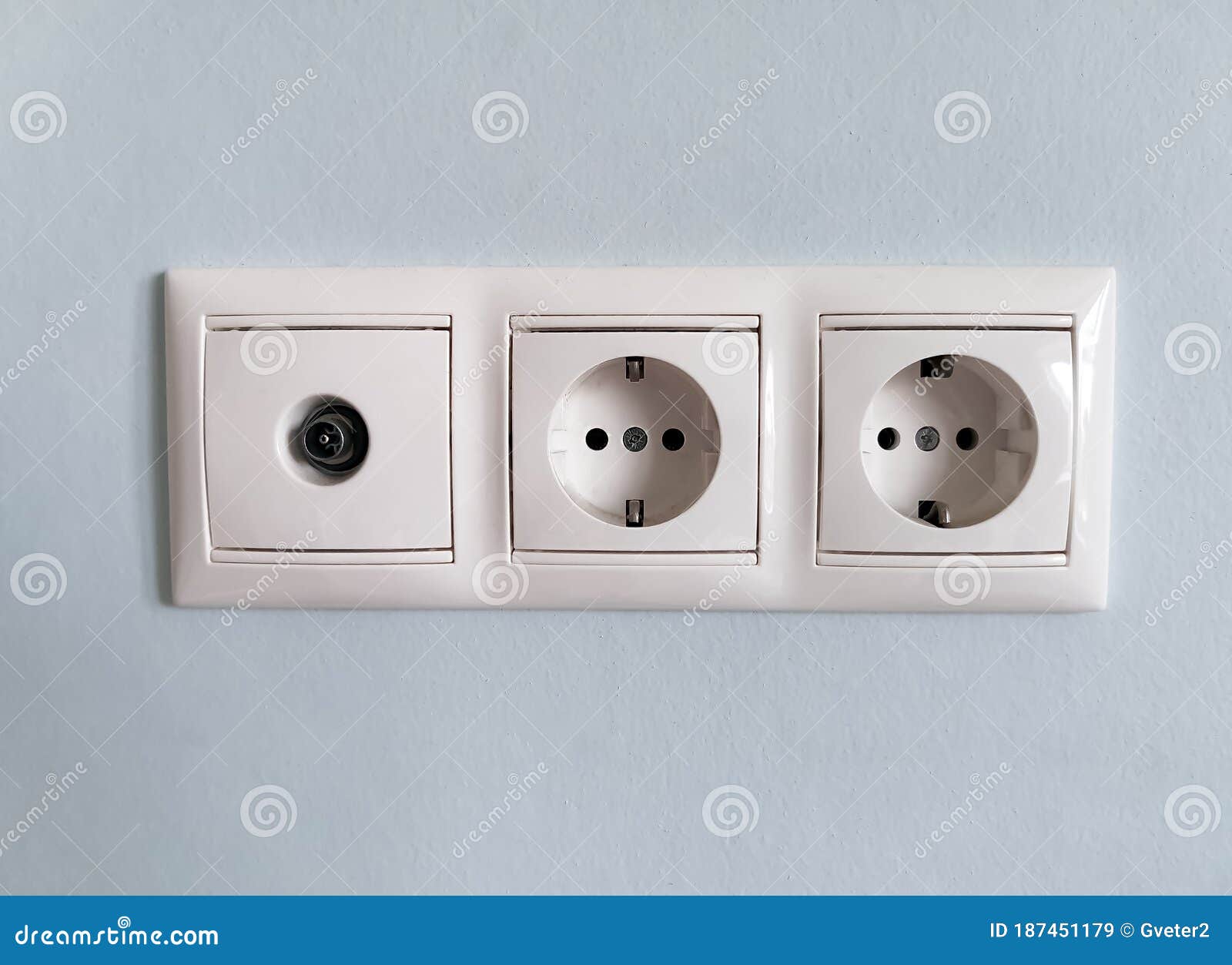 Triple Horizontal Socket with a Connector for an Antenna Cable on a ...