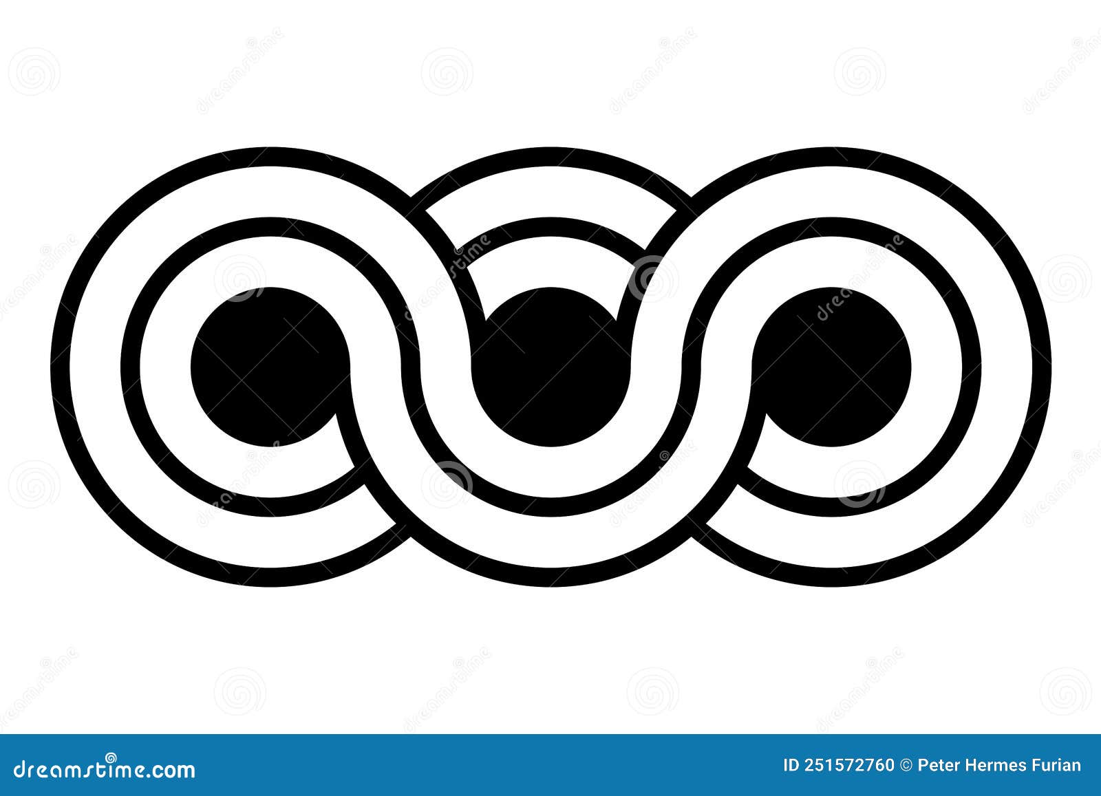 Triple Infinity Symbol, Lines in a Wavy-like Manner and in a Loop Stock ...