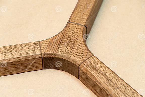 Triple Jointed Wooden Frame of the Table is Made of Solid Oak Closeup ...