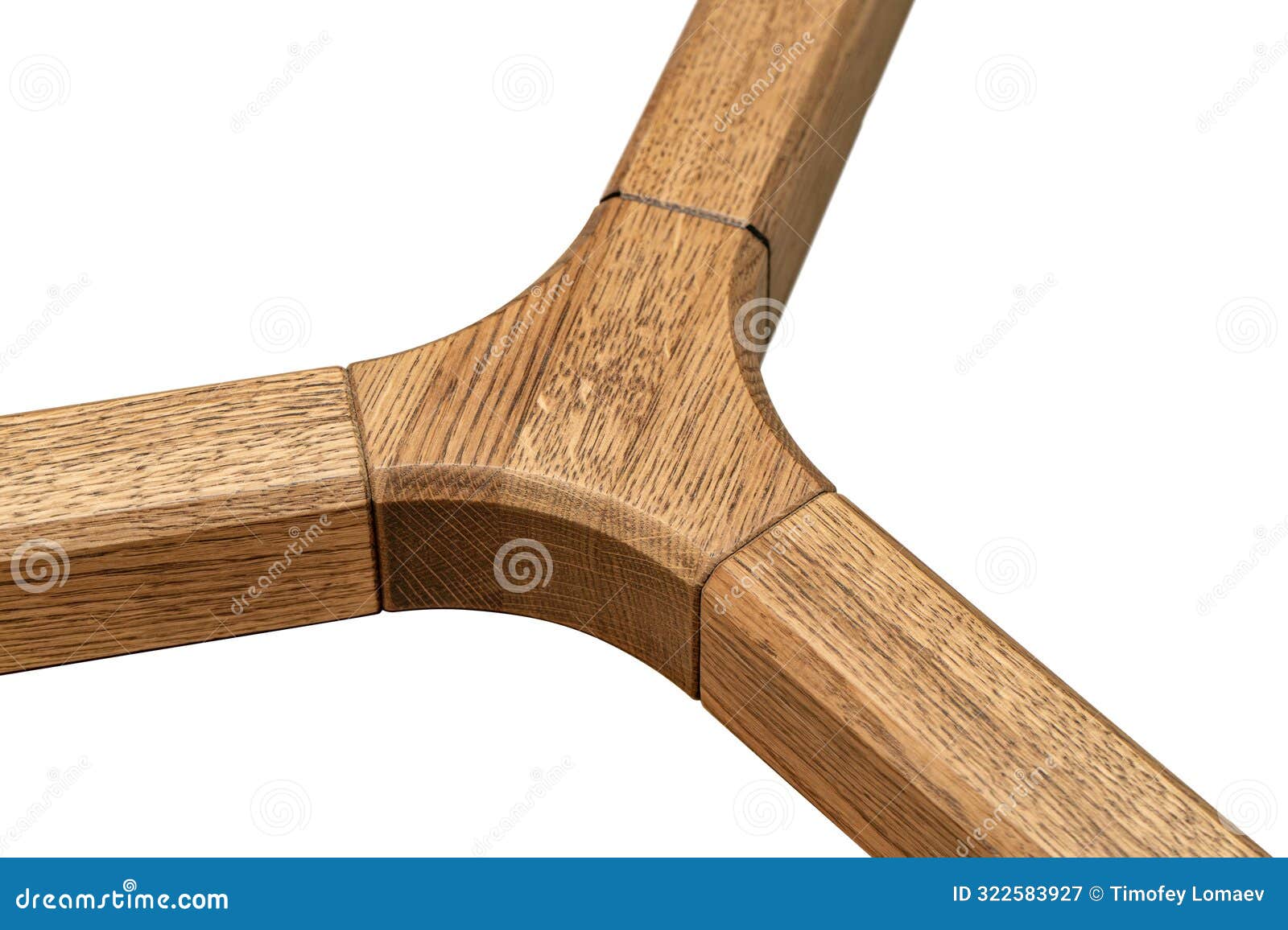 Triple Jointed Wooden Frame of the Table is Made of Solid Oak on White ...