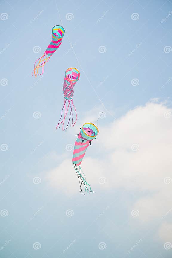 Triple kites stock photo. Image of happy, inflatable - 52491058