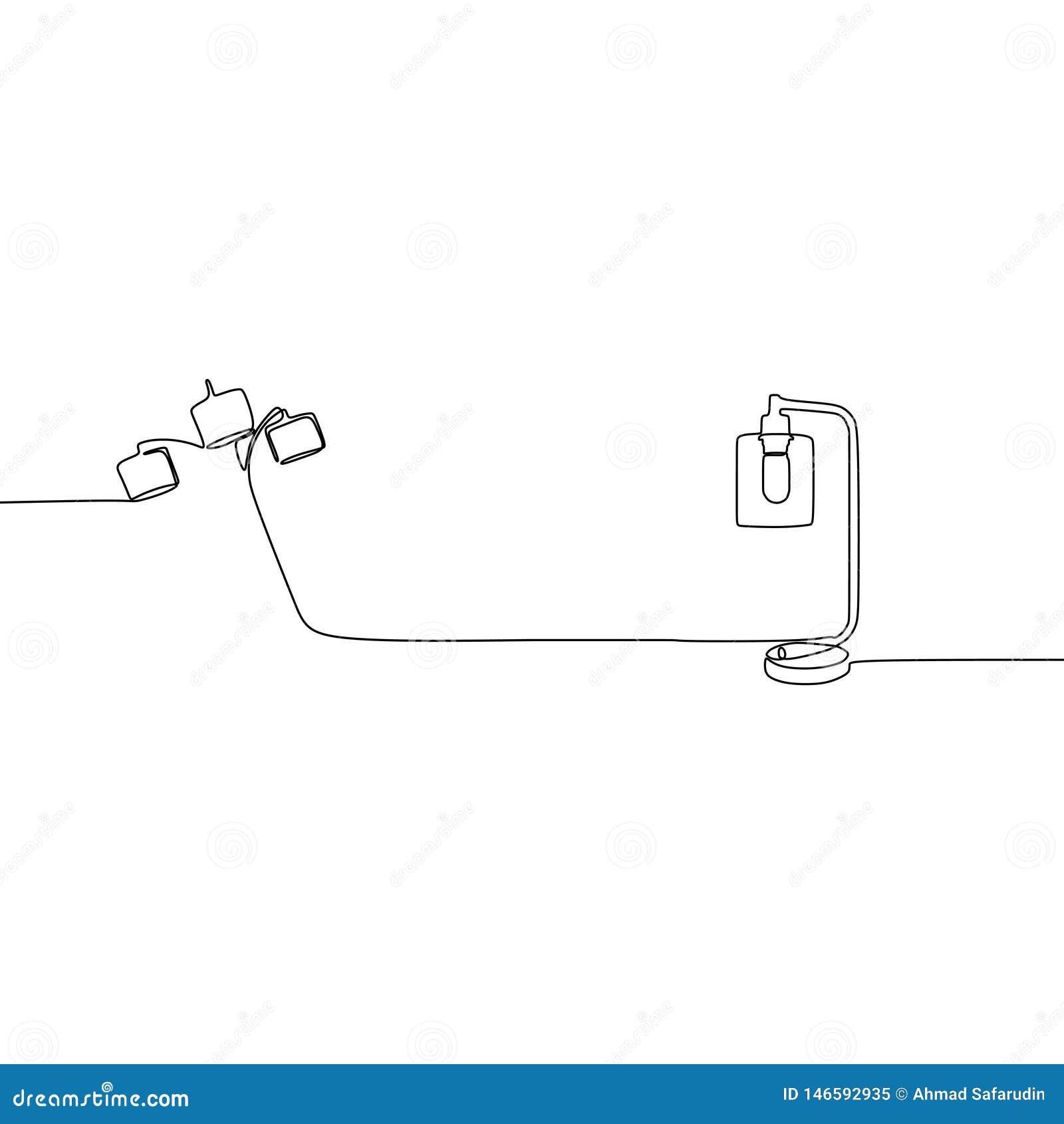 Triple Lamp and Modern Single Lamp One Line Lamps on a White Background ...