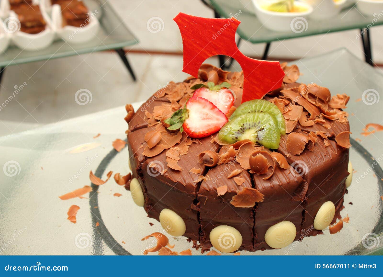 Triple Layer Chocolate Cake in Buffet Stock Image - Image of sugar ...