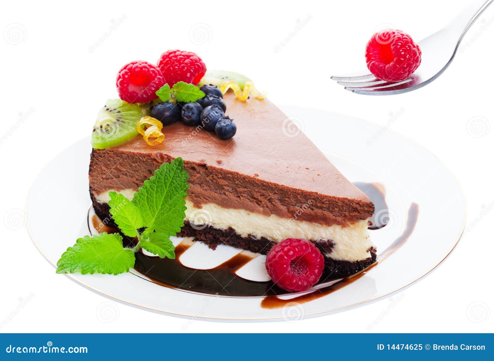 Triple Layer Chocolate Cheesecake Stock Image - Image of kiwi, curls ...