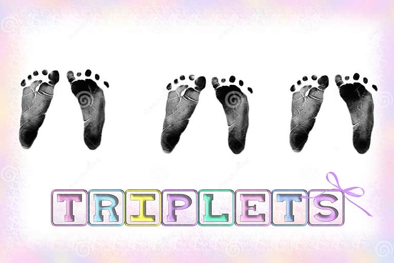 Triplet Footprints with Toy Blocks Stock Illustration - Illustration of ...