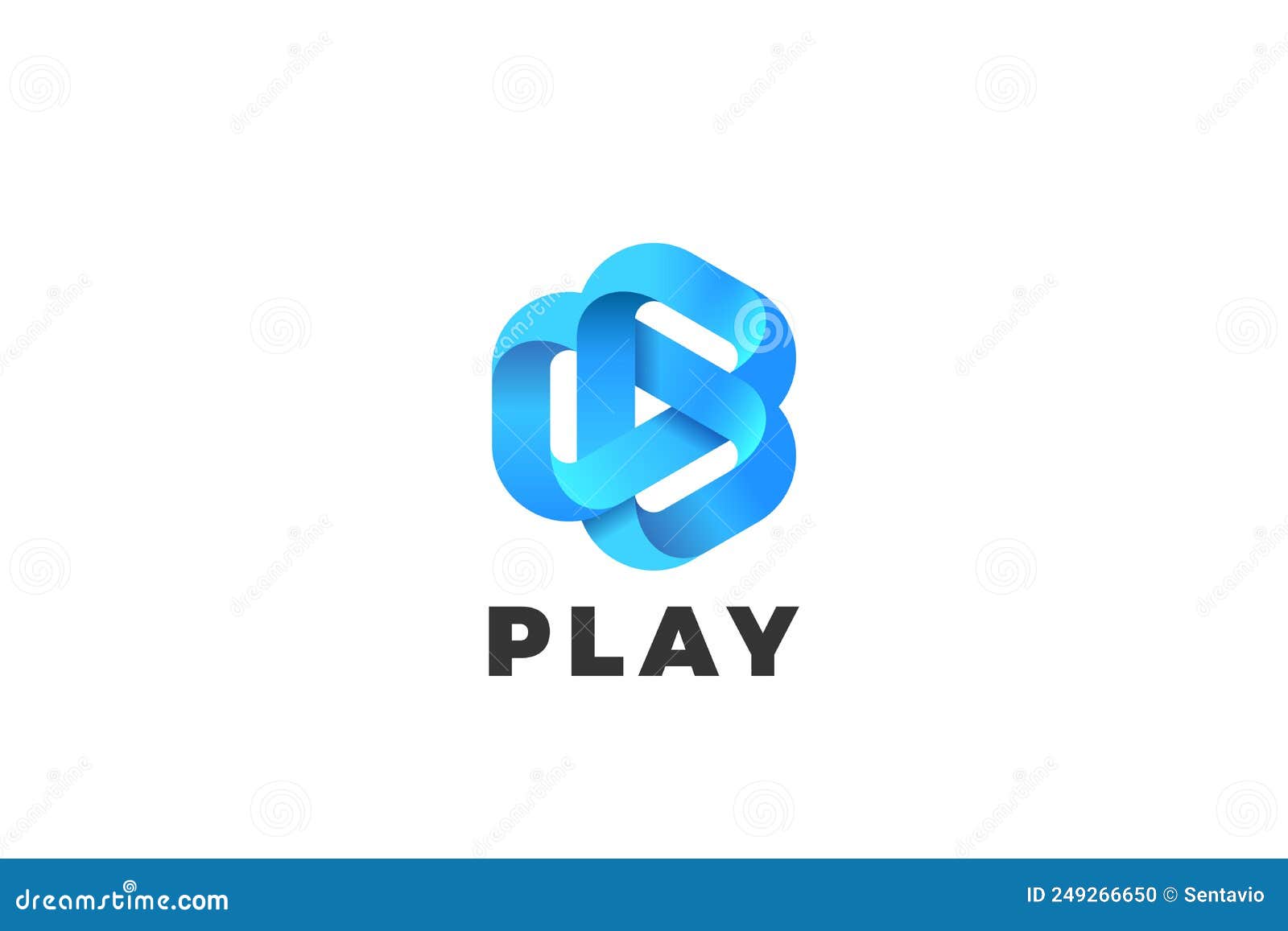 Triple Loop Triangle Logo Play Abstract Design Vector Template Ribbon ...