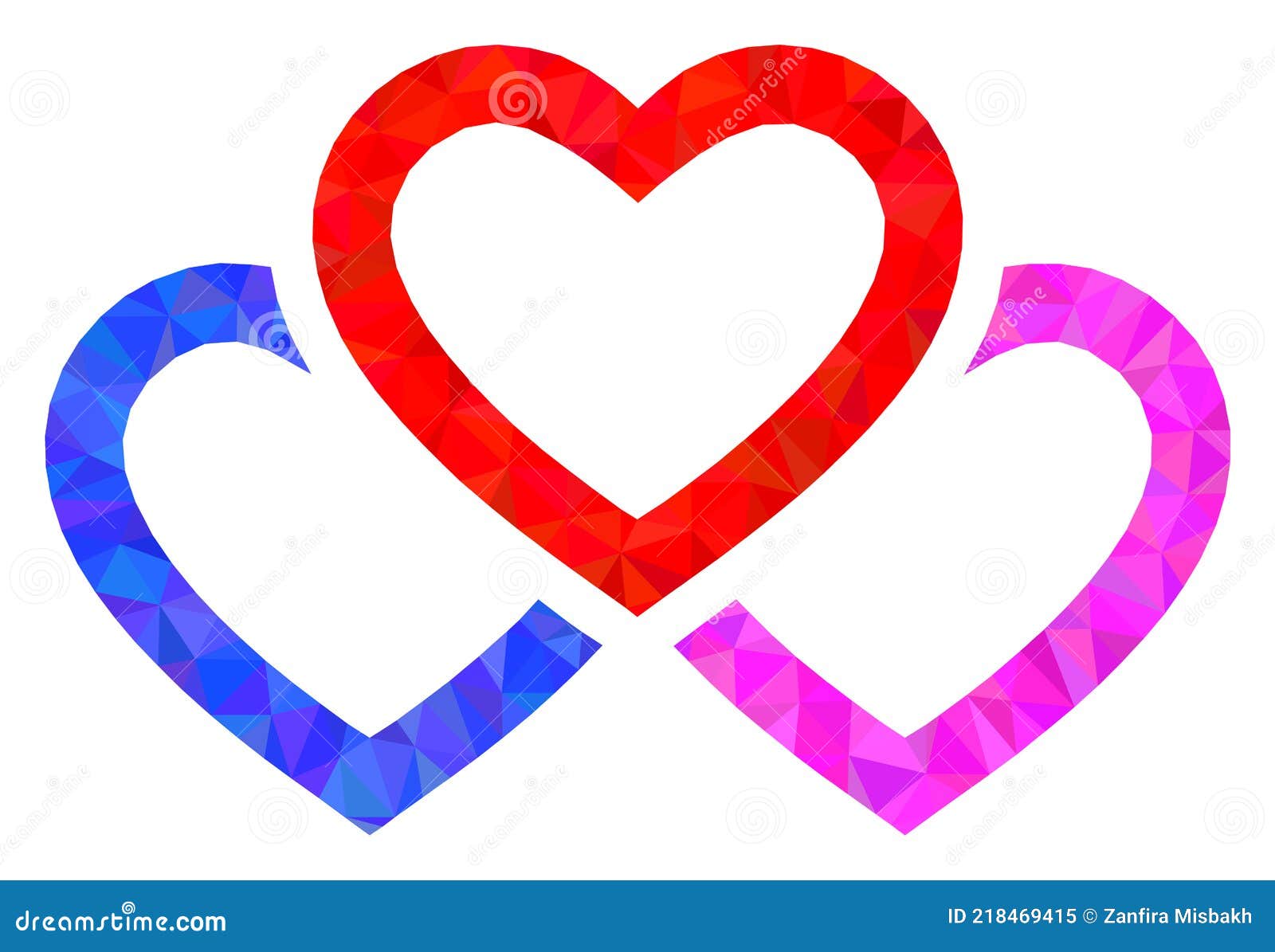 Triple Love Hearts Polygonal Lowpoly Flat Icon Stock Vector ...