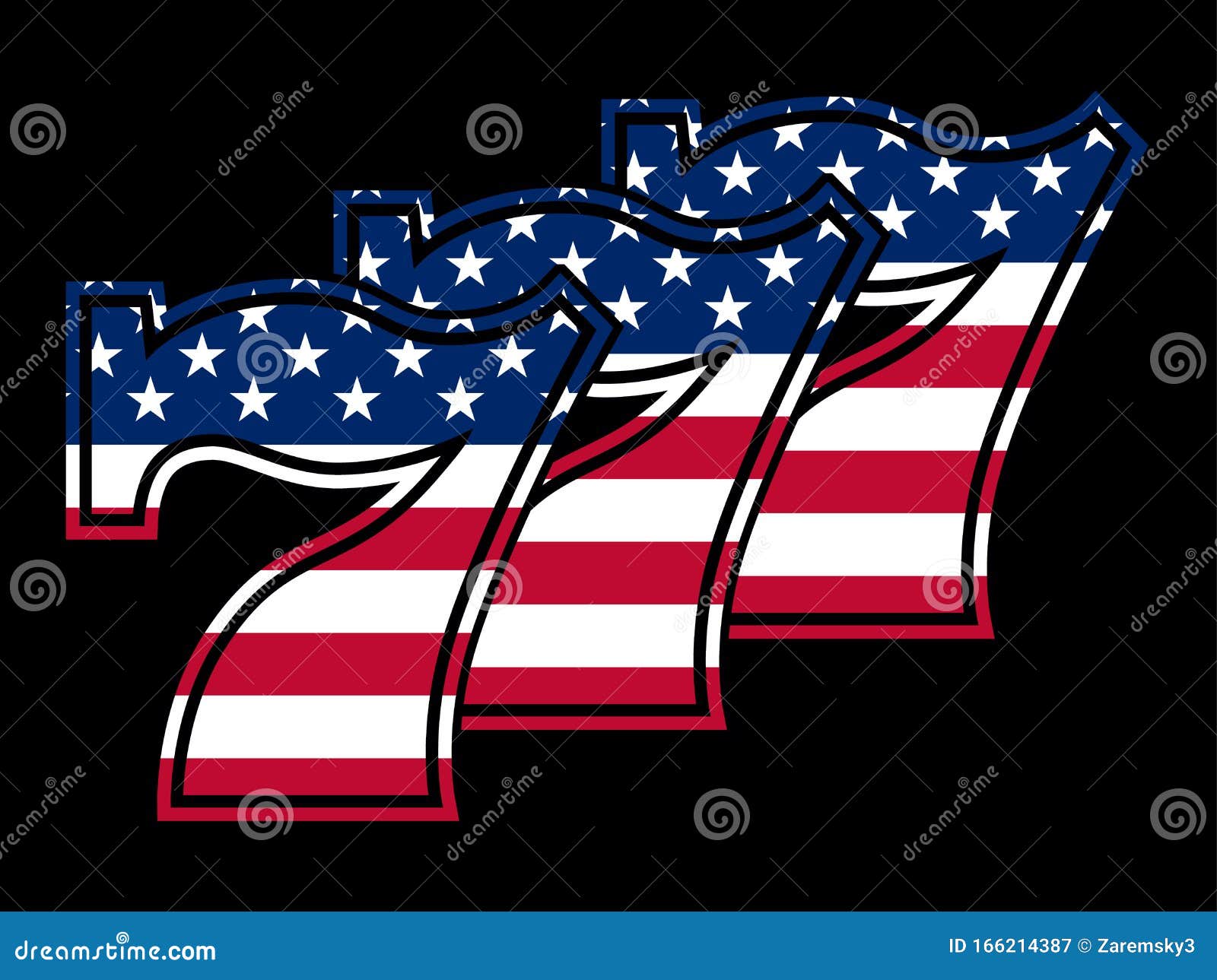 Triple Lucky Stars and Strips Sevens Vector Illustration Stock Vector ...