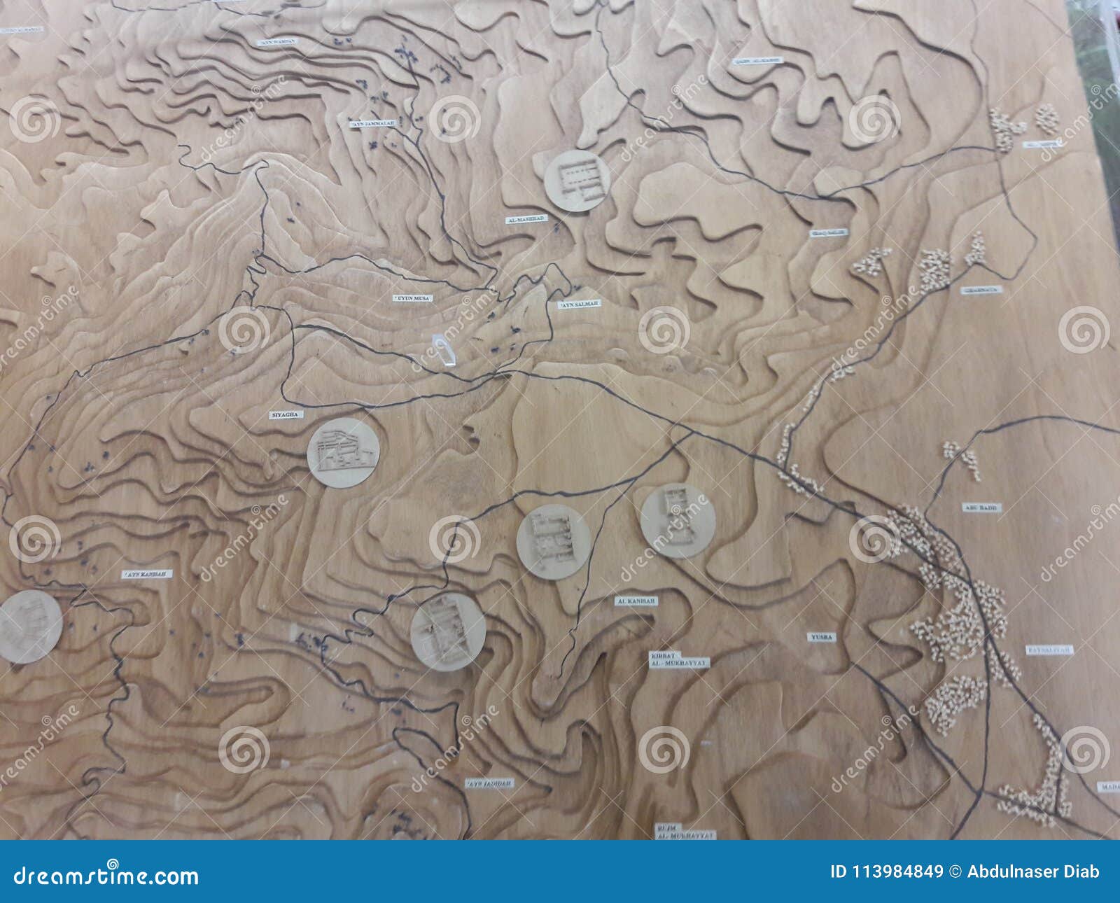 Triple Map of Mount Nebo with Three Dimensional Design Editorial Stock ...