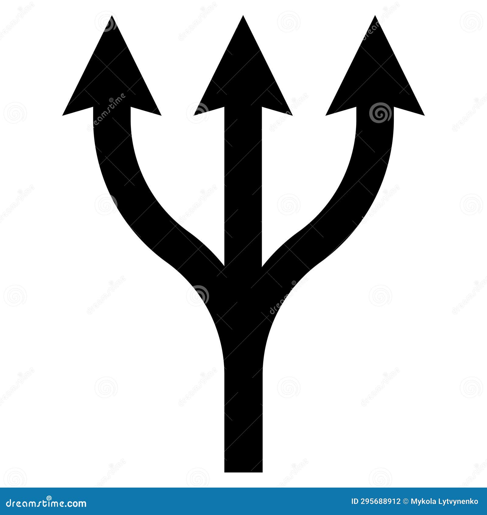 Triple Path Icon, Triple Arrow from One, Neptune Trident Stock ...