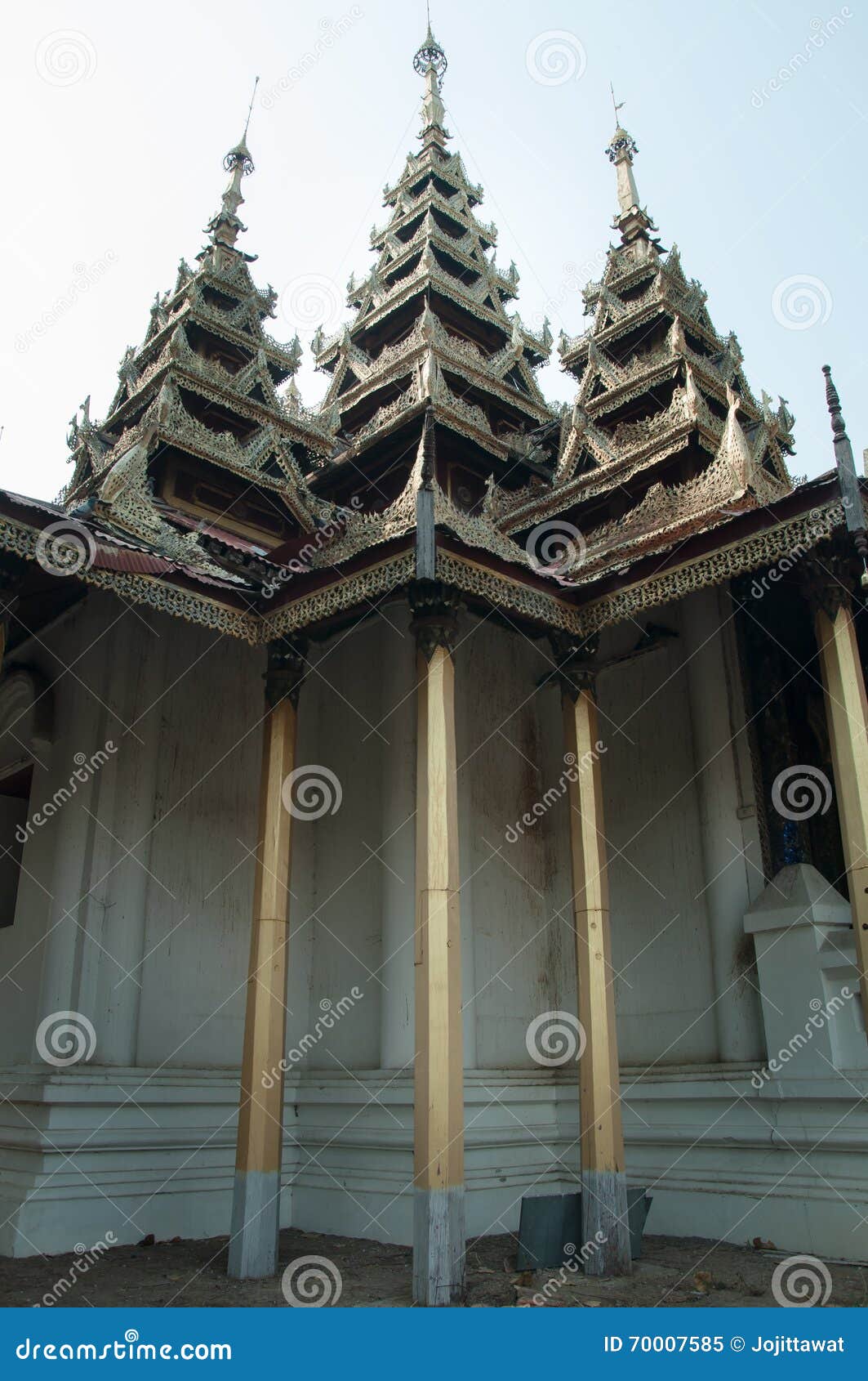 Triple Pillars of Thai Temple Stock Image - Image of building, siam ...