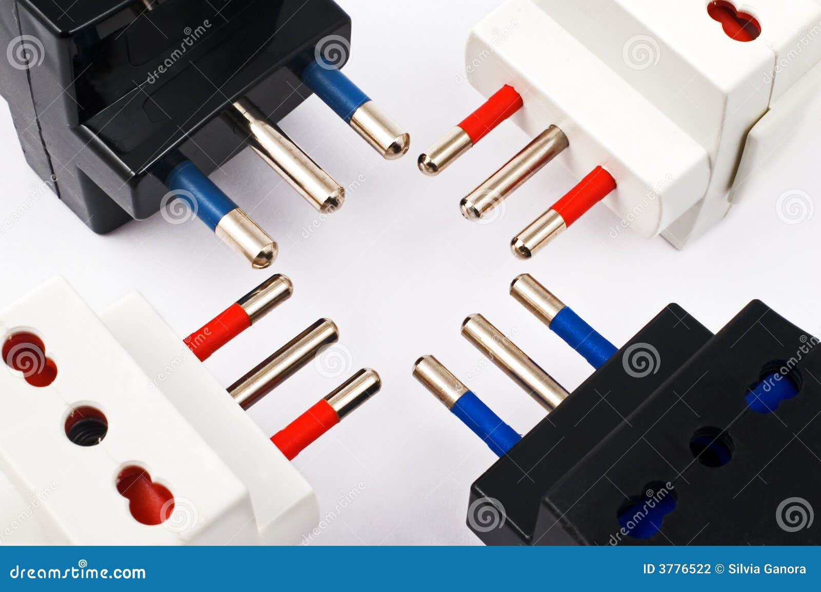 Triple plugs stock photo. Image of current, blue, four - 3776522