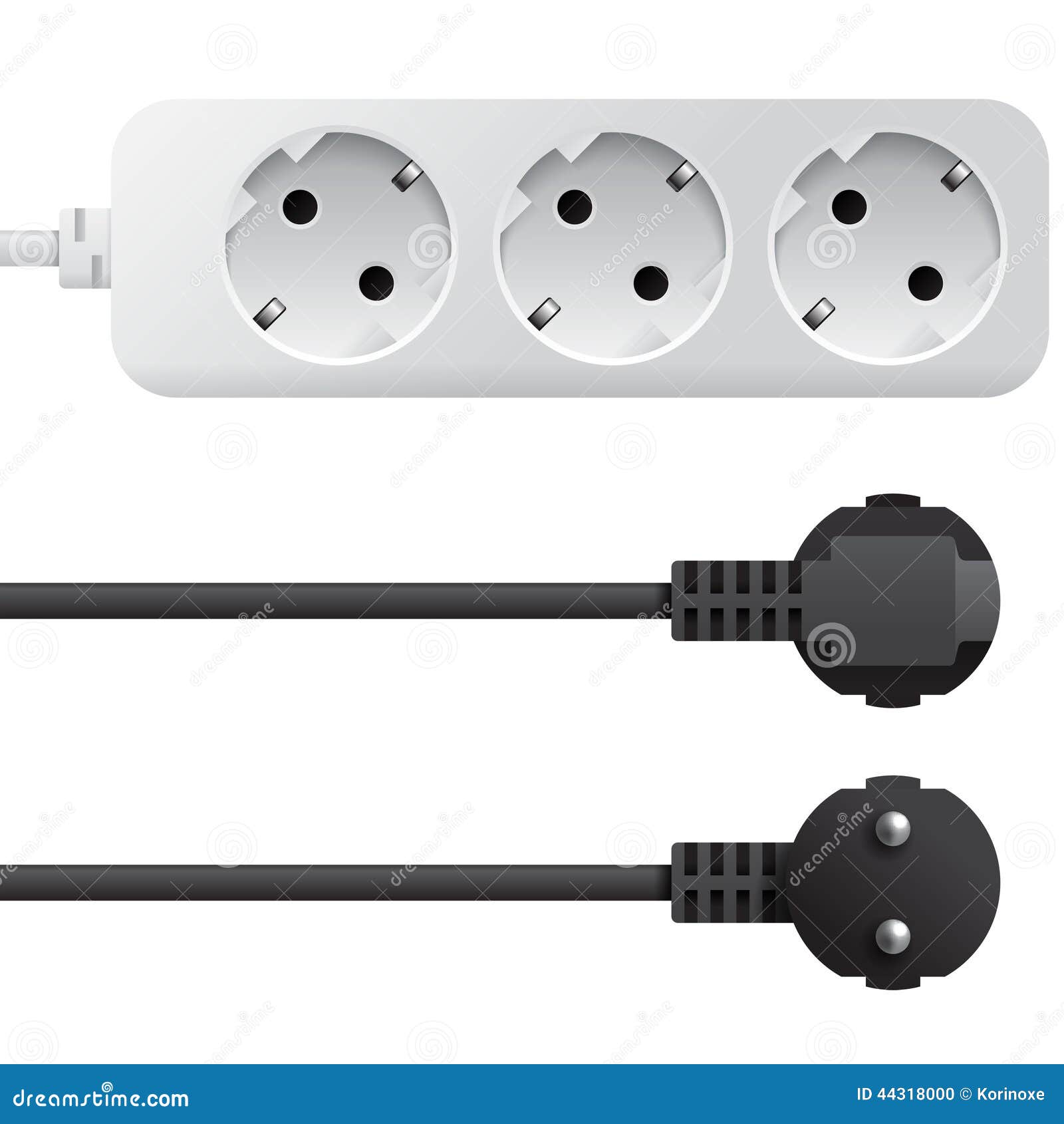 Triple Power Socket with Plug Stock Vector - Illustration of energy ...