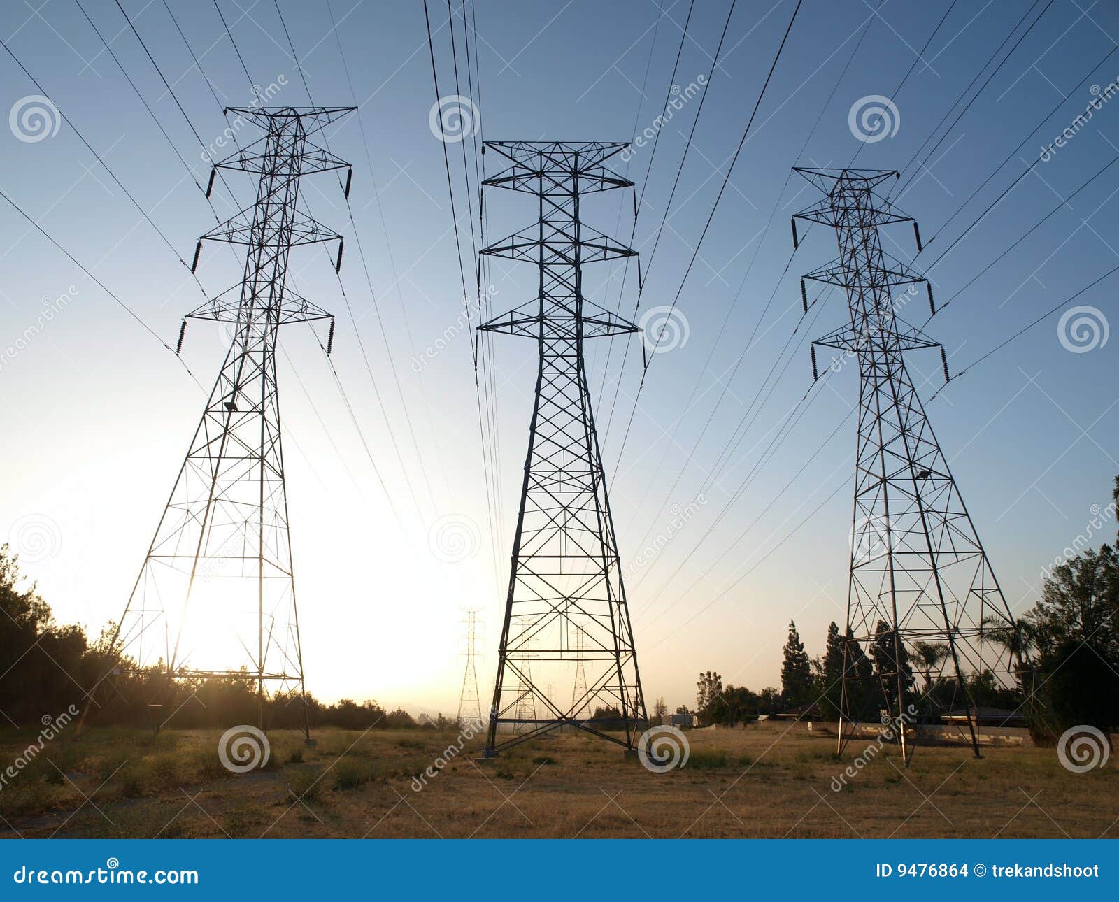 Triple Power Towers stock photo. Image of power, blue - 9476864