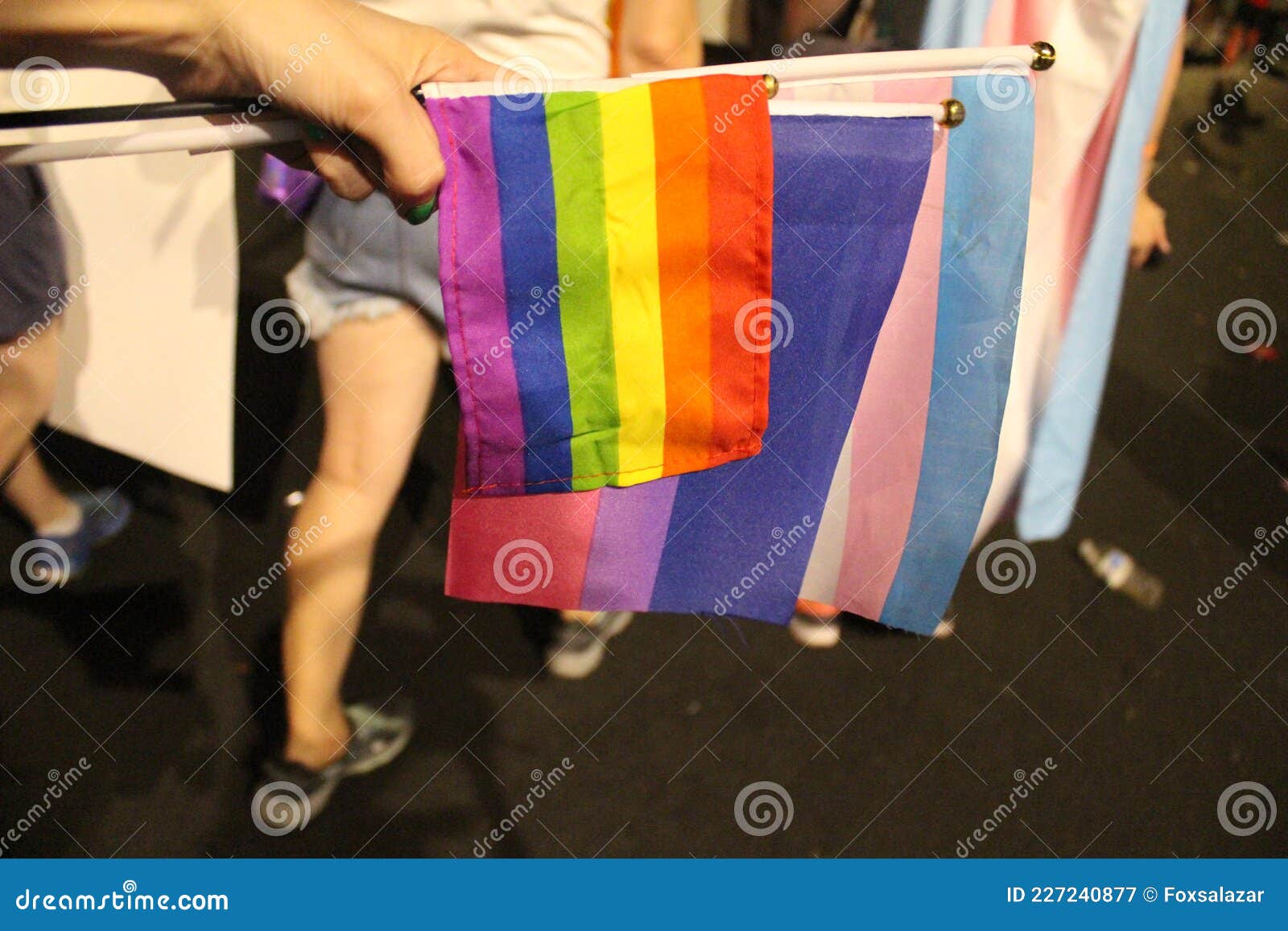 Triple Pride Flags stock image. Image of outerwear, footwear - 227240877