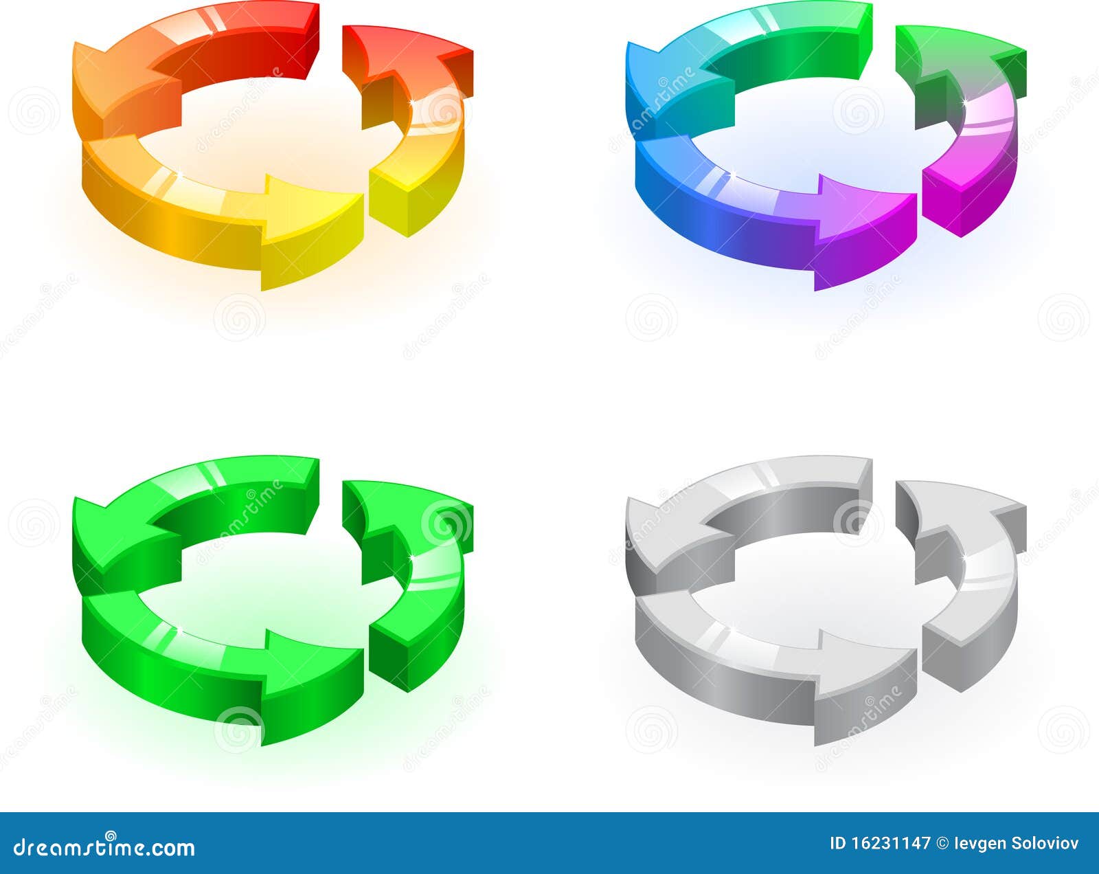 Triple round arrows set stock illustration. Illustration of perspective ...